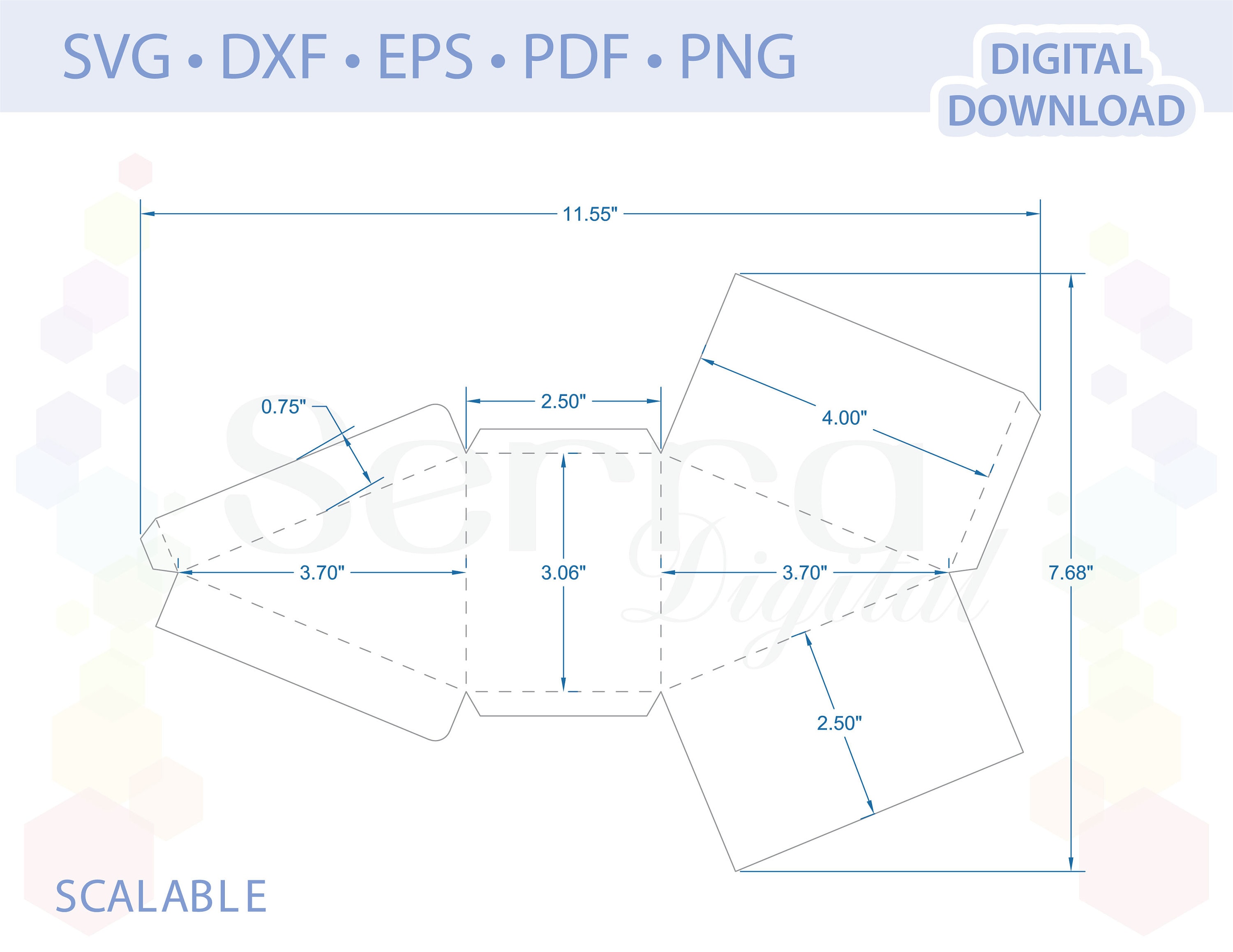 Cake Slice Box Template favor box gift box cut file .svg .dxf | Etsy