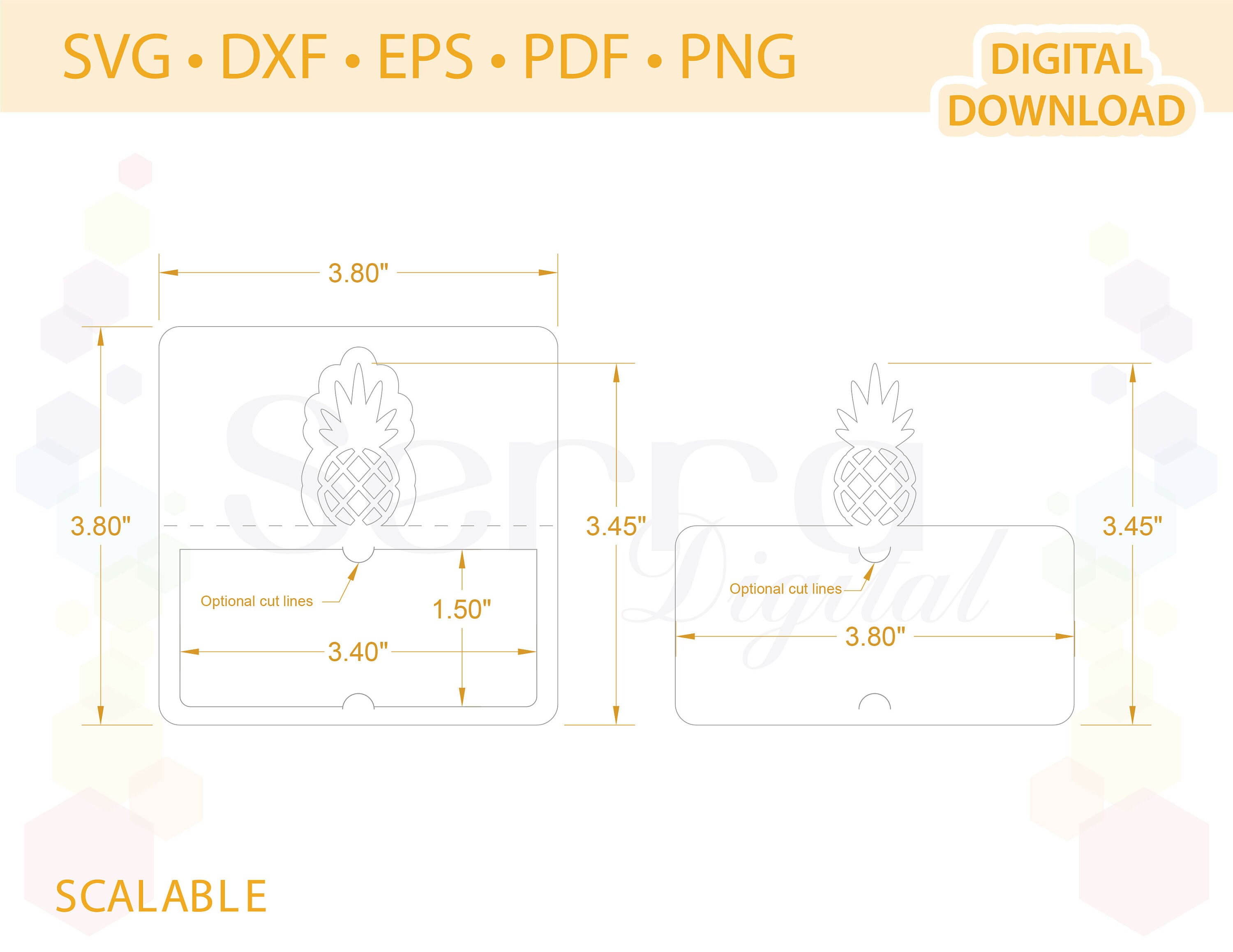 Pineapple Place Card Template .svg .dxf .eps .pdf .png - Etsy