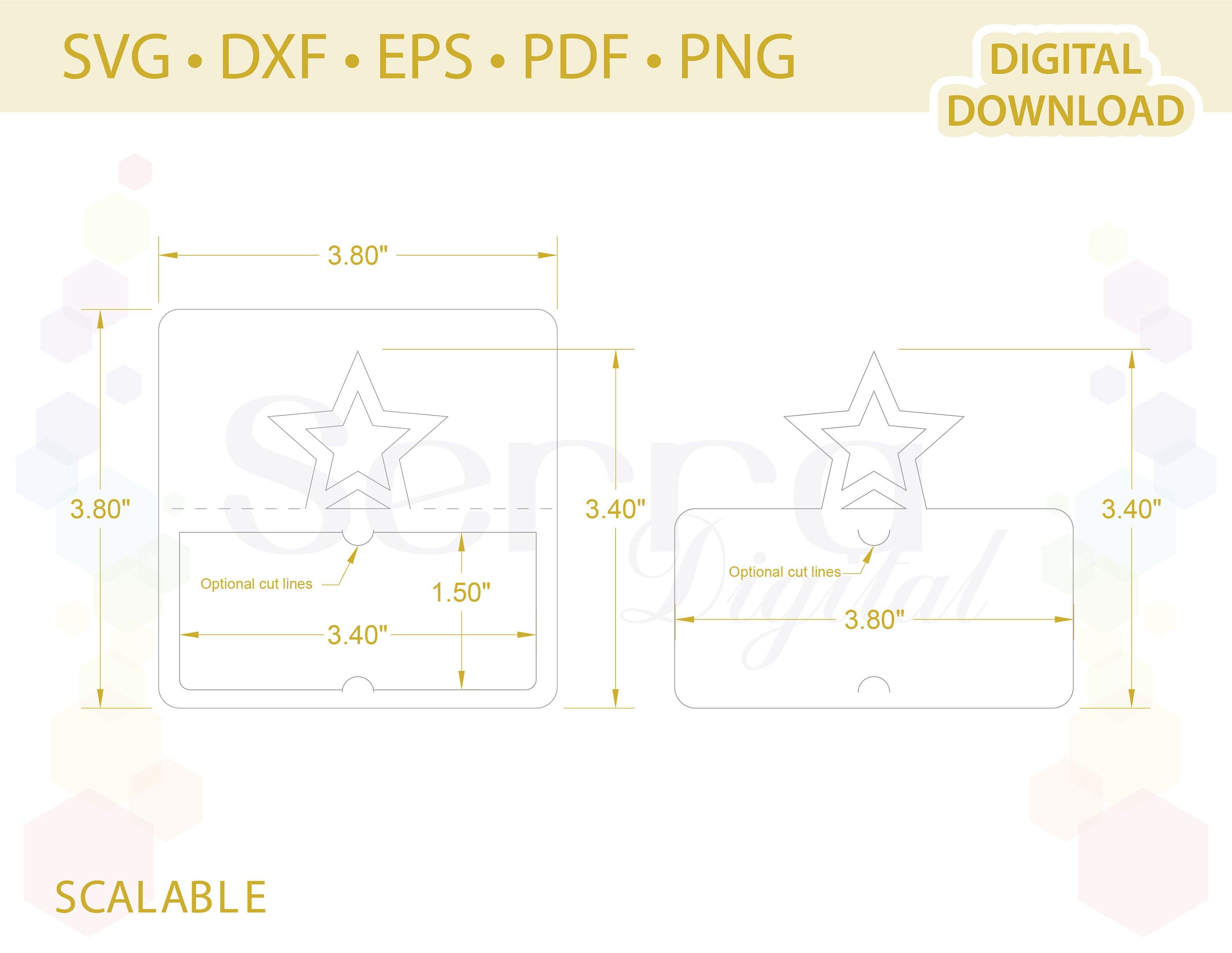 Star Place card template .svg .dxf .eps .pdf .png | Etsy