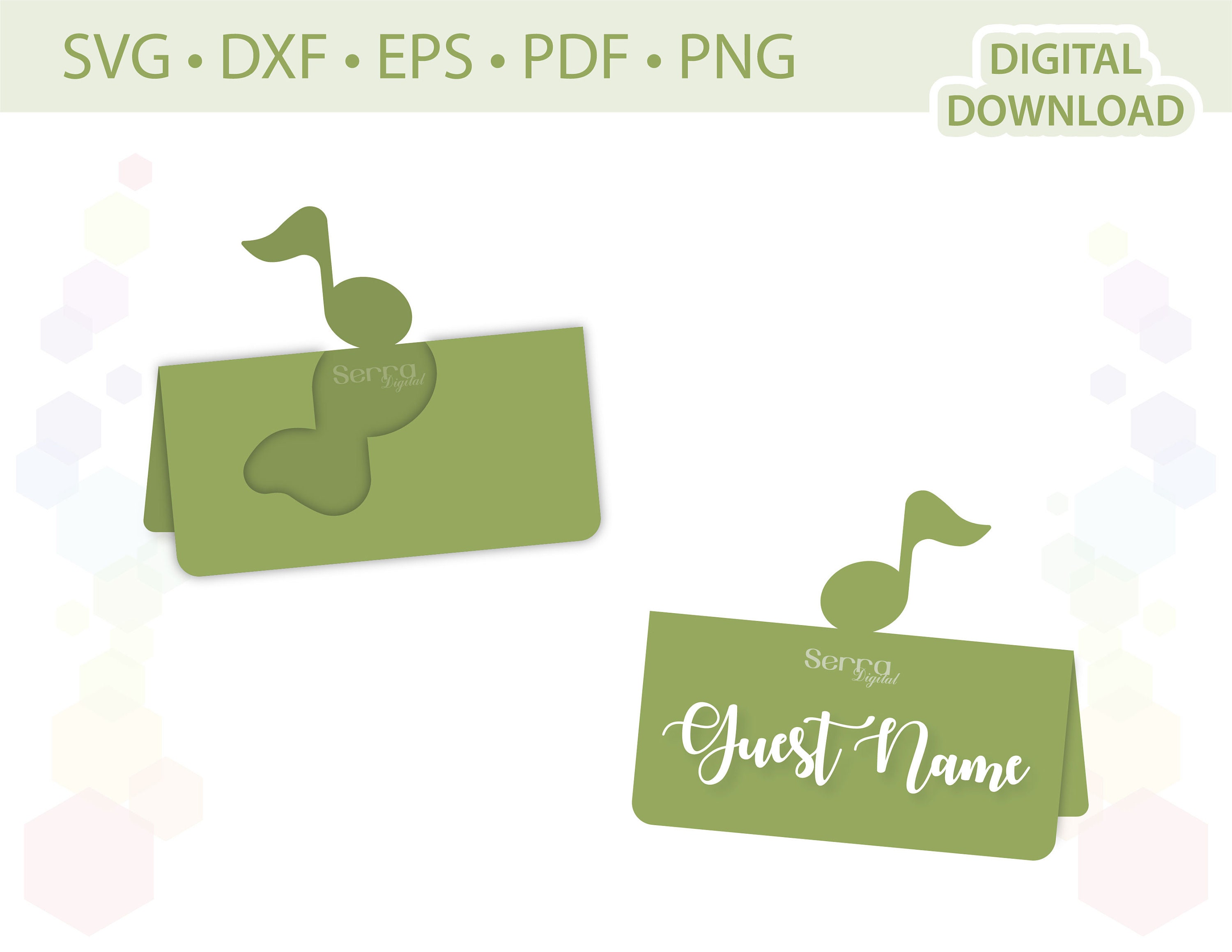 Quaver Eighth Note Place Card Template .svg .dxf .eps .pdf .png - Etsy