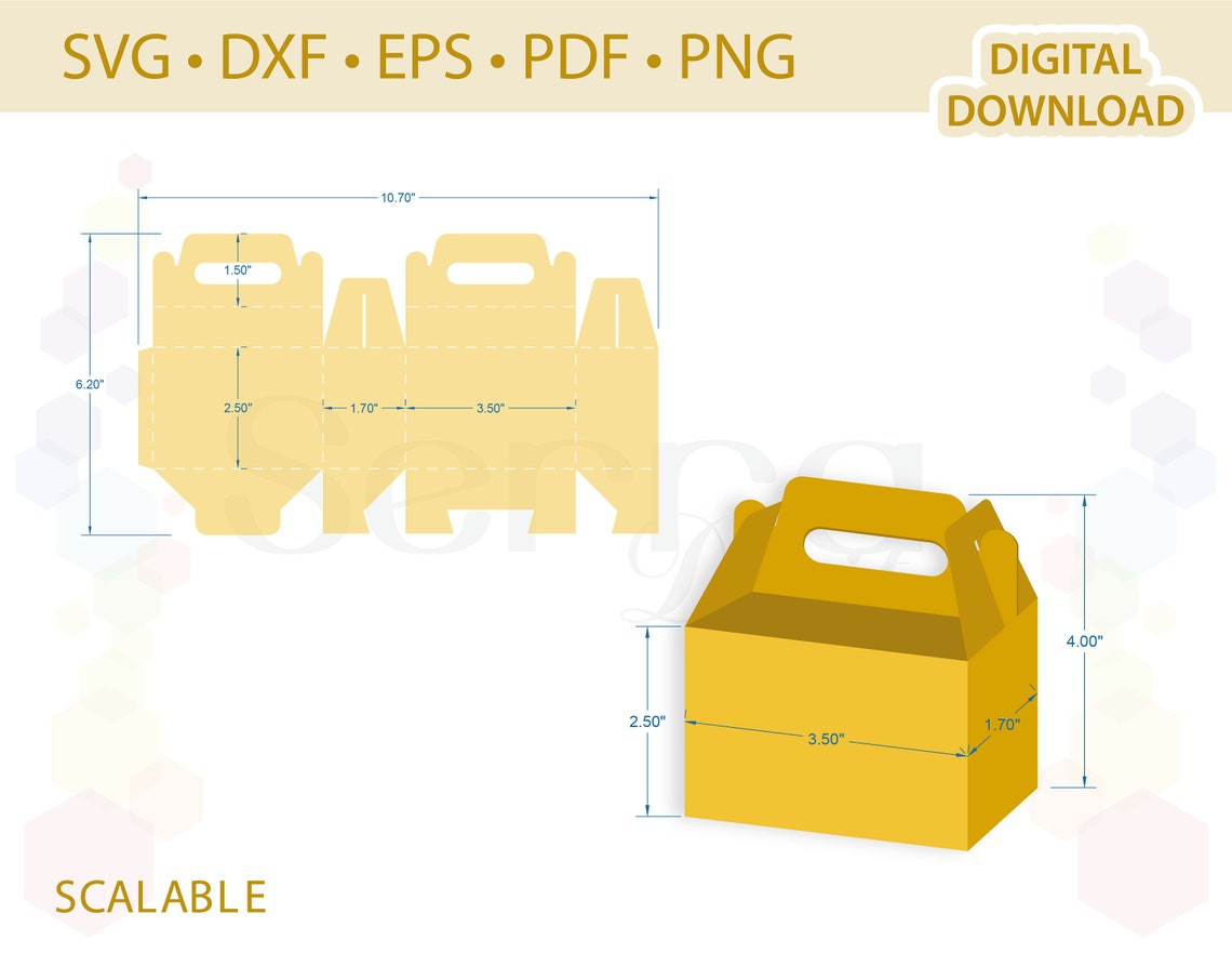Gable Box Favor Box Template .svg .dxf .eps .pdf .png - Etsy