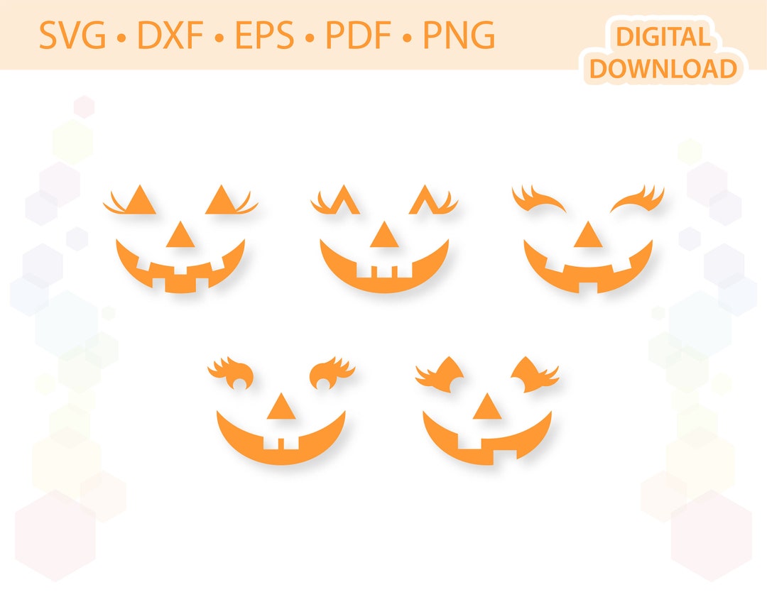 Jack-o'-lantern Faces, Pumpkin Faces, Halloween Templates .svg .dxf ...