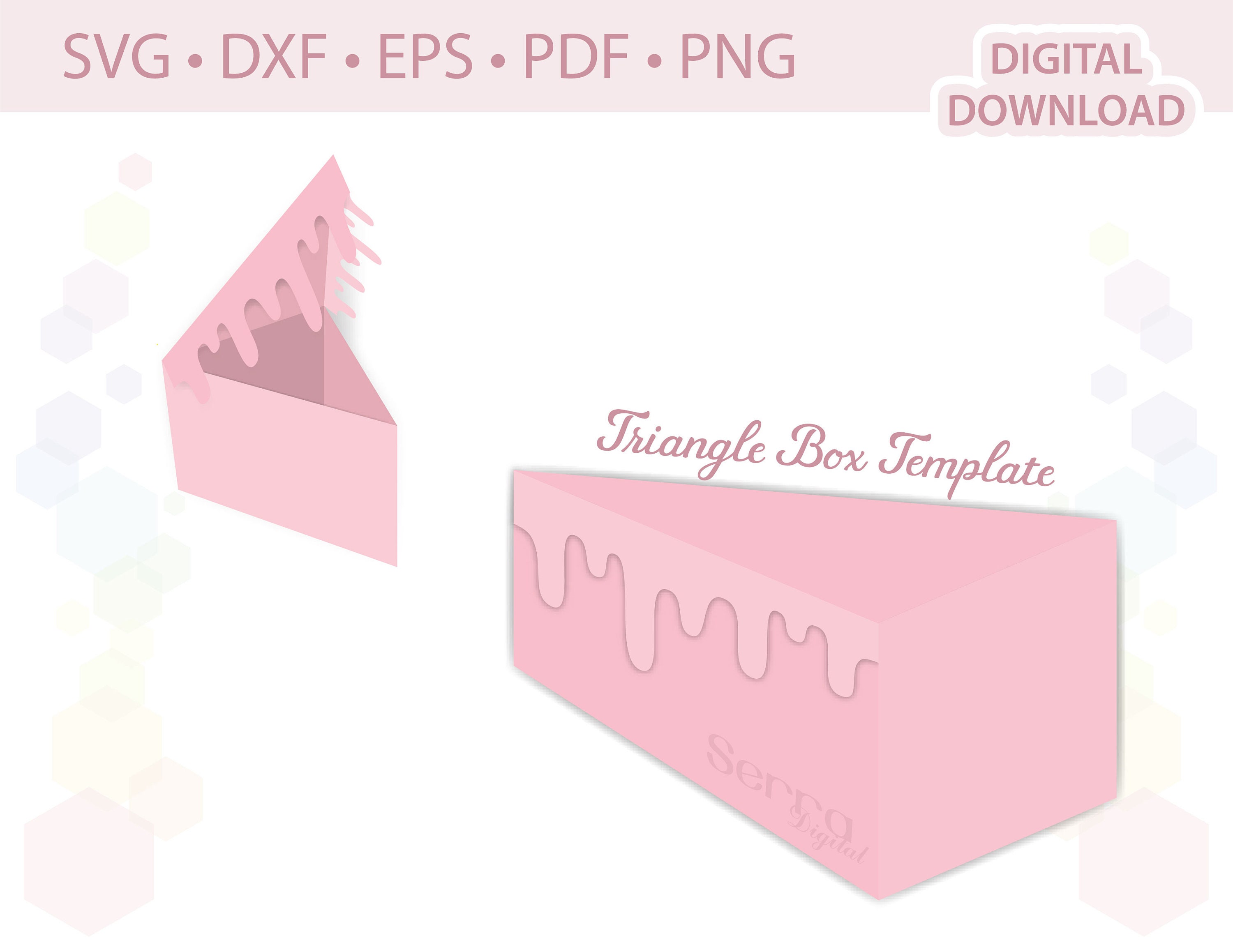 Cake Slice Box Template Favor Box Gift Box Cut File .svg .dxf - Etsy