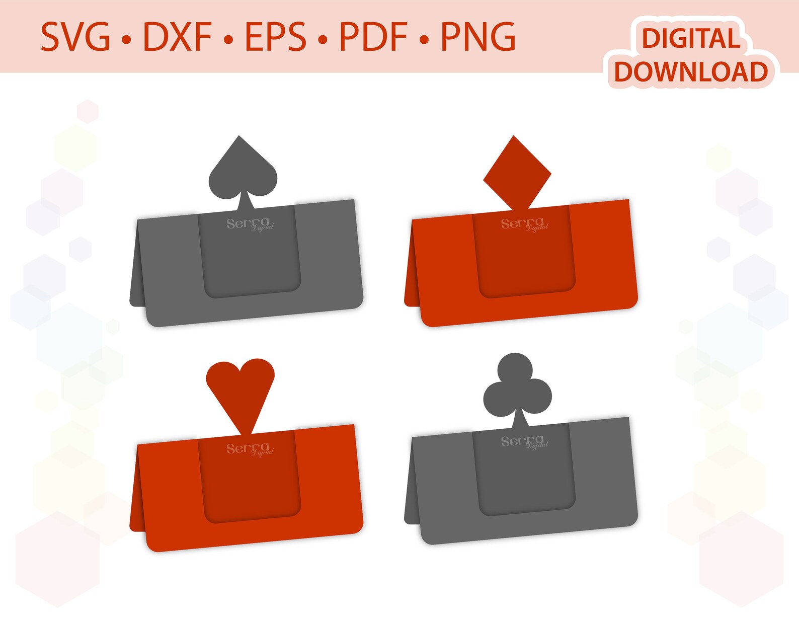 Playing Cards Place Name Card Template .svg .dxf .eps .pdf - Etsy