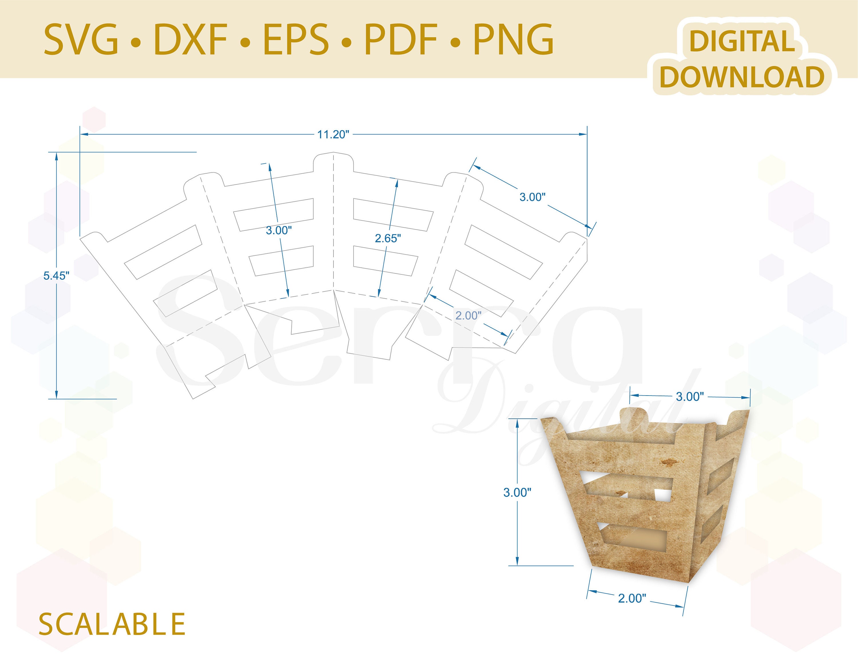 Mini Crate Box Basket Template .svg .dxf .eps .pdf .png - Etsy
