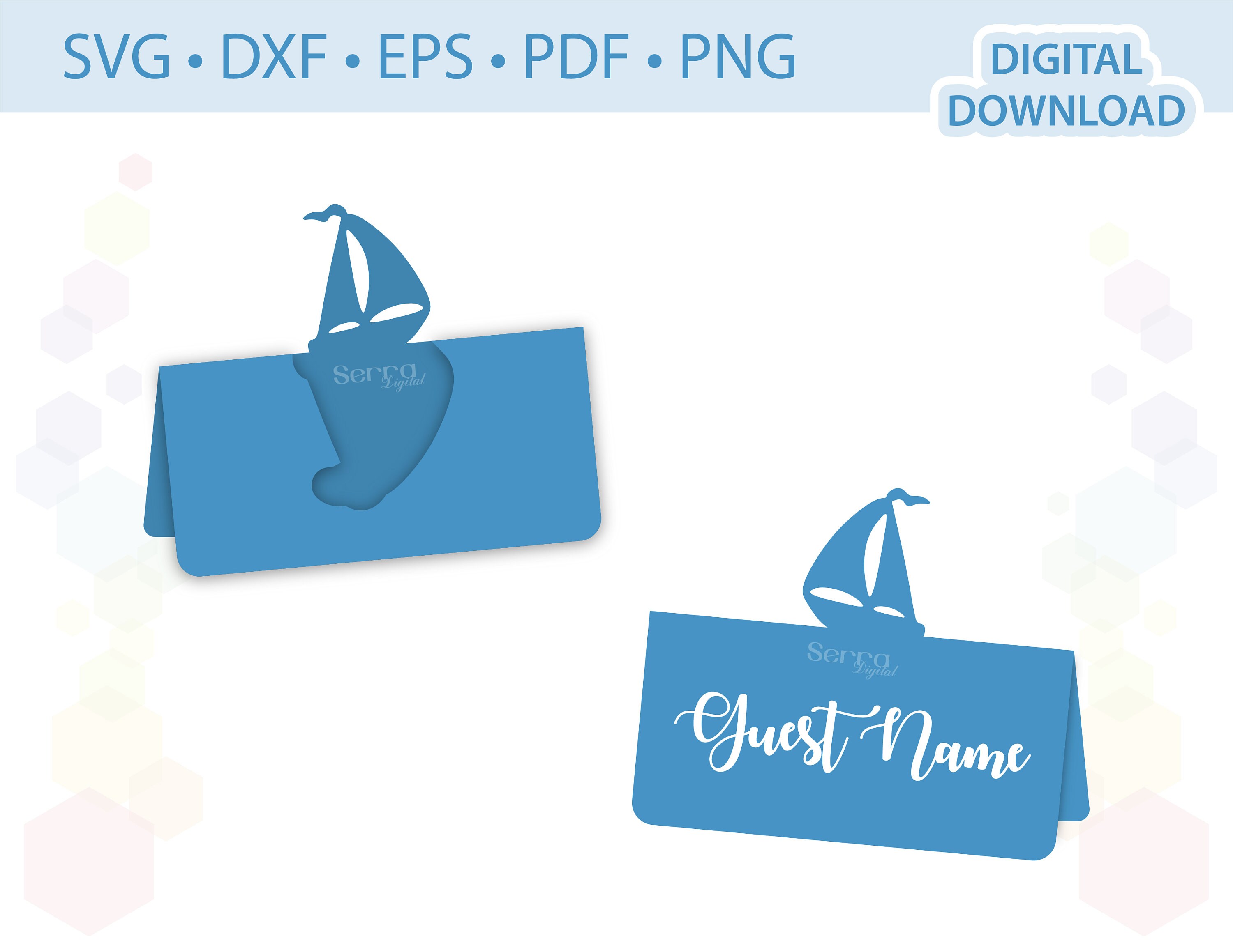 Sailing Boat Place Card Template .svg .dxf .eps .pdf .png | Etsy