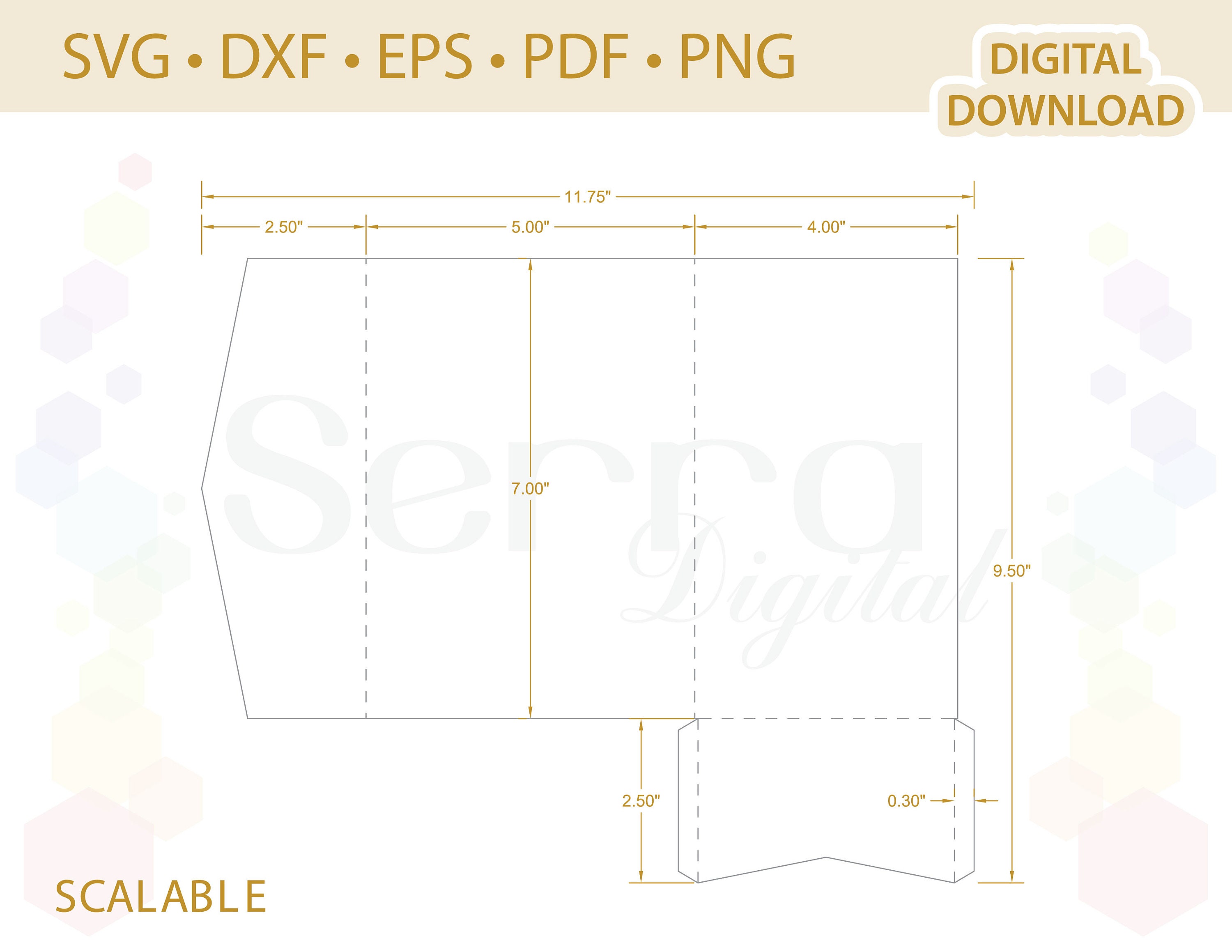 Tri-fold 5" X 7" Invitation Template .svg .dxf .eps .pdf .png - Etsy
