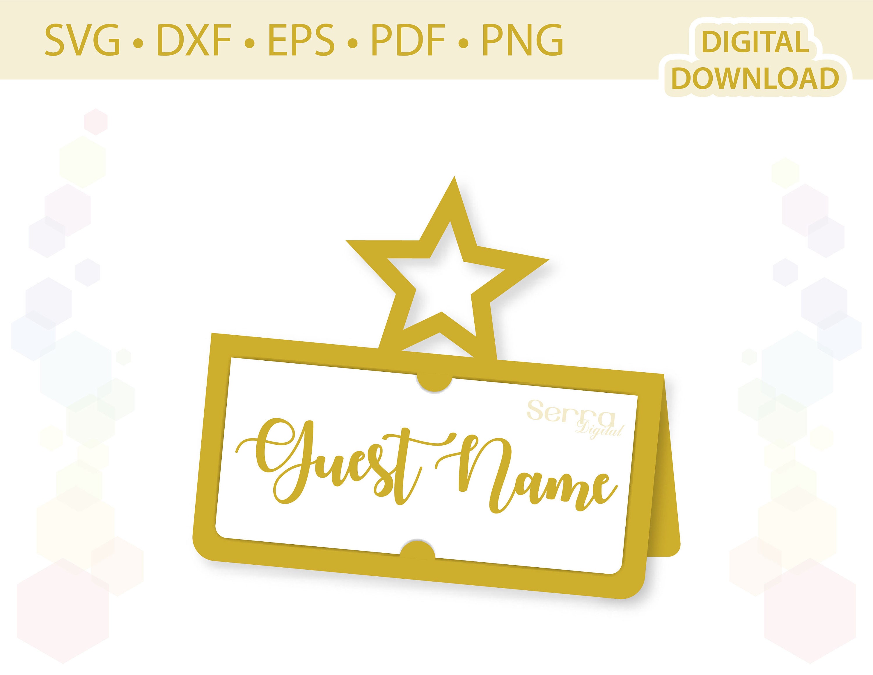 Star Place card template .svg .dxf .eps .pdf .png | Etsy
