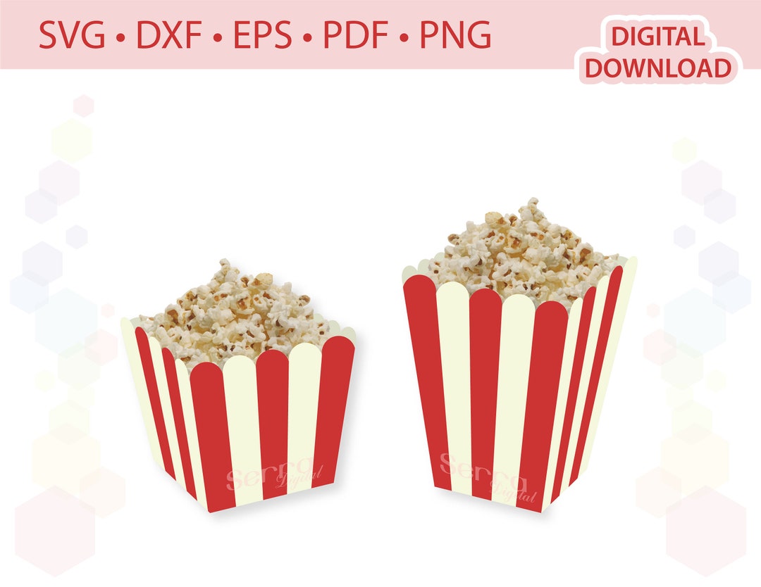 Popcorn Box Templates .svg .dxf .eps .pdf .png - Etsy