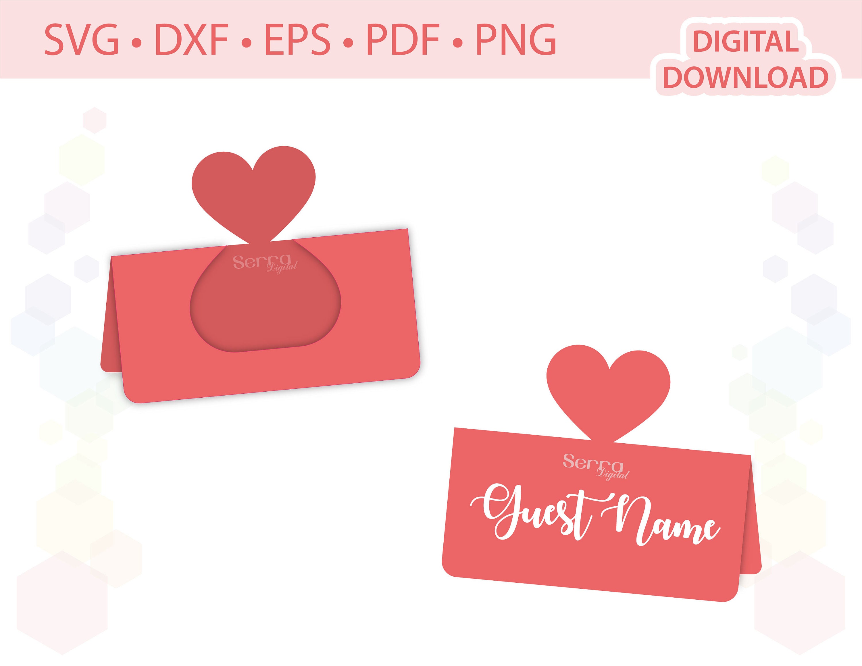 Heart Place Card Template .svg .dxf .eps .pdf .png - Etsy