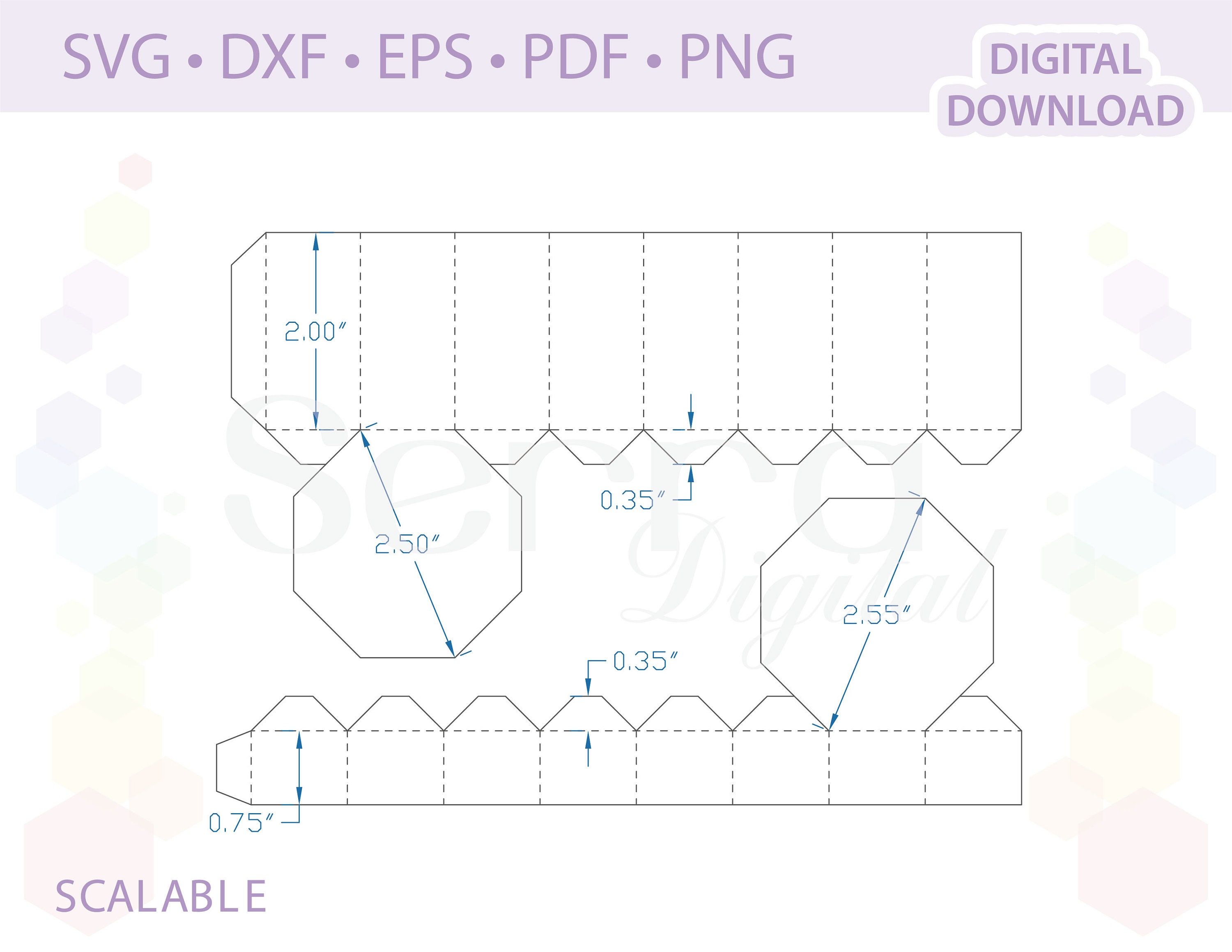 8 Sided Polygon Favor Box Box Template .svg .dxf .eps .pdf .png - Etsy