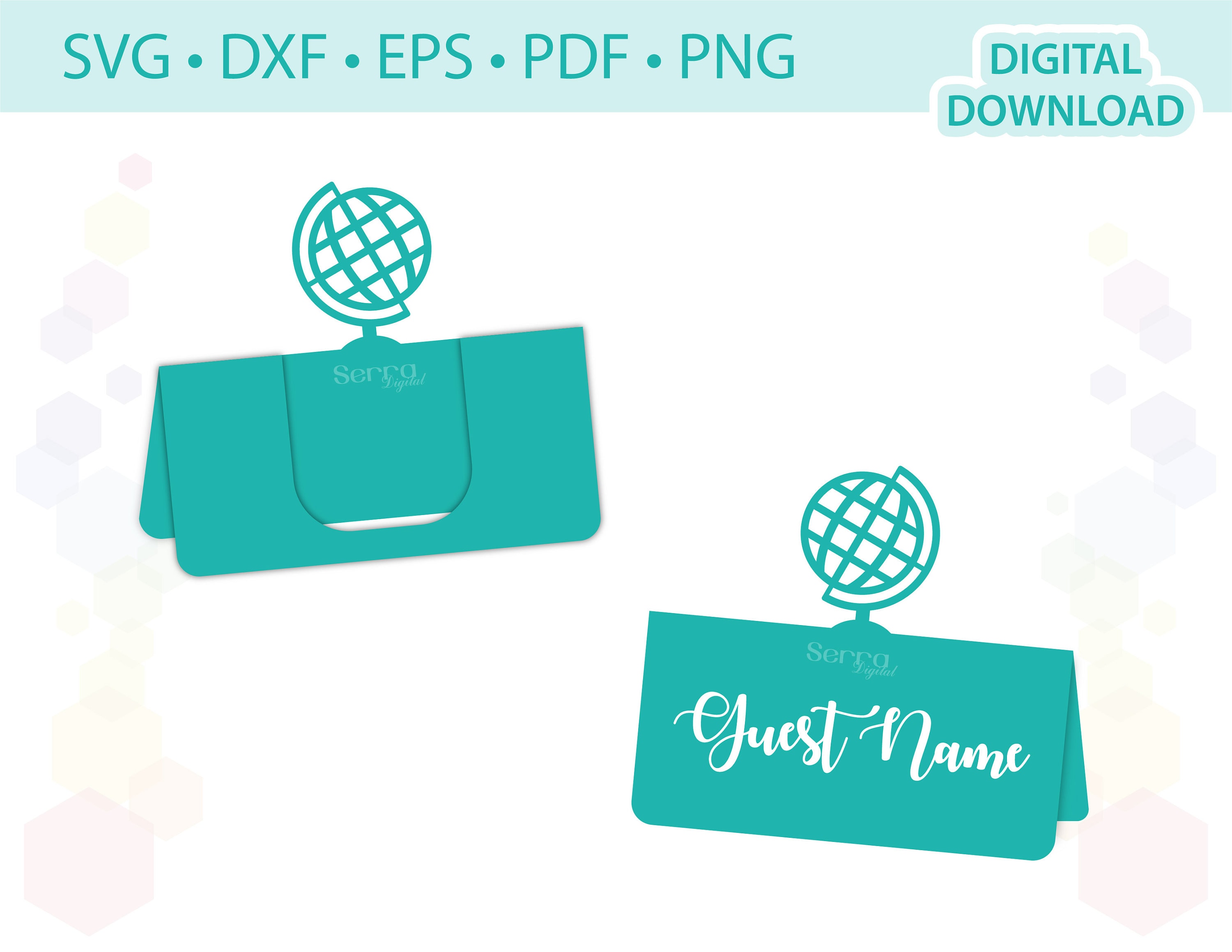Globe Place Name Card Template .svg .dxf .eps .pdf .png - Etsy
