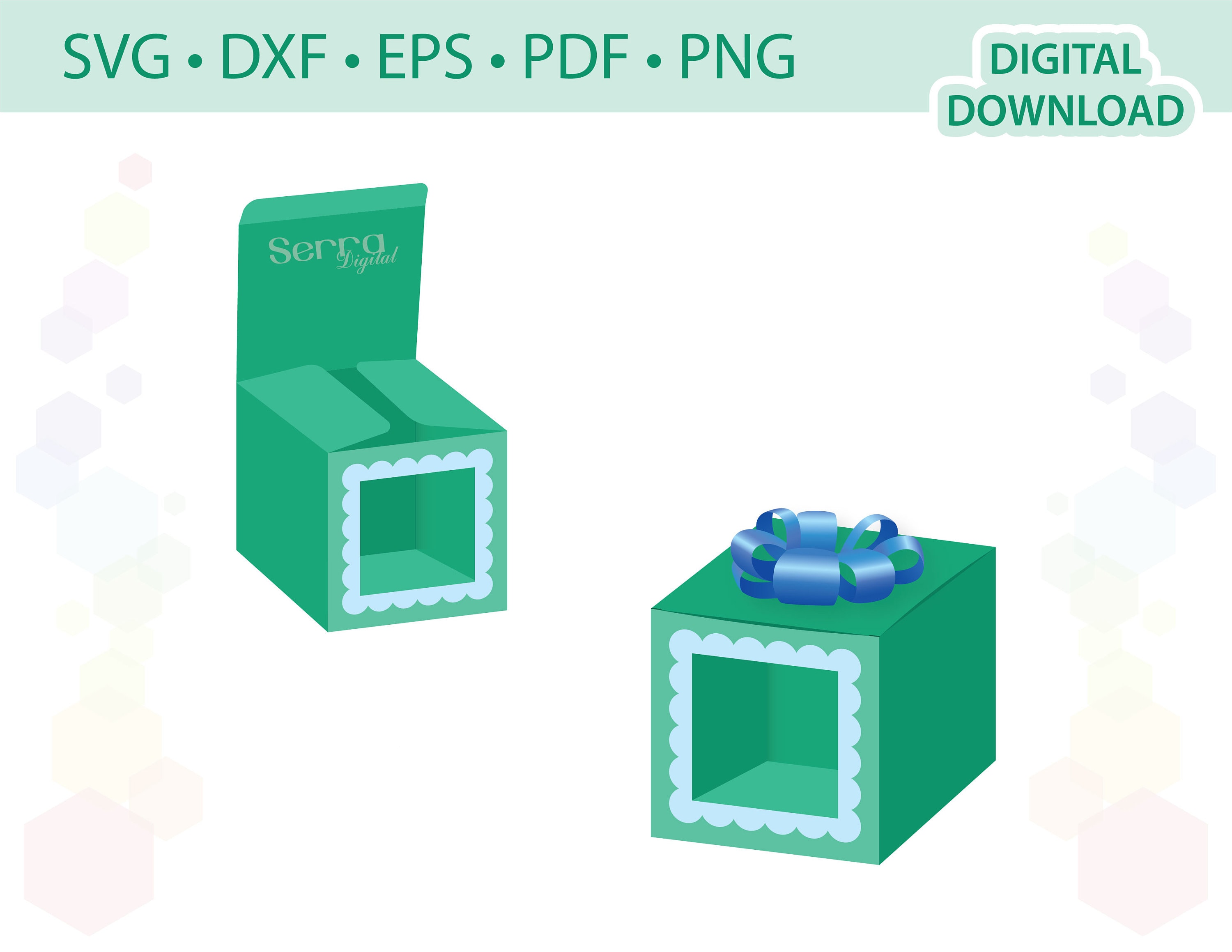 Square box with window template .svg .dxf .eps .pdf .png | Etsy