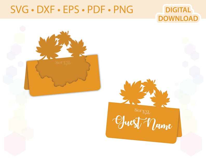 Fall Leaves Place Name Card Template .svg .dxf .eps .pdf .png - Etsy