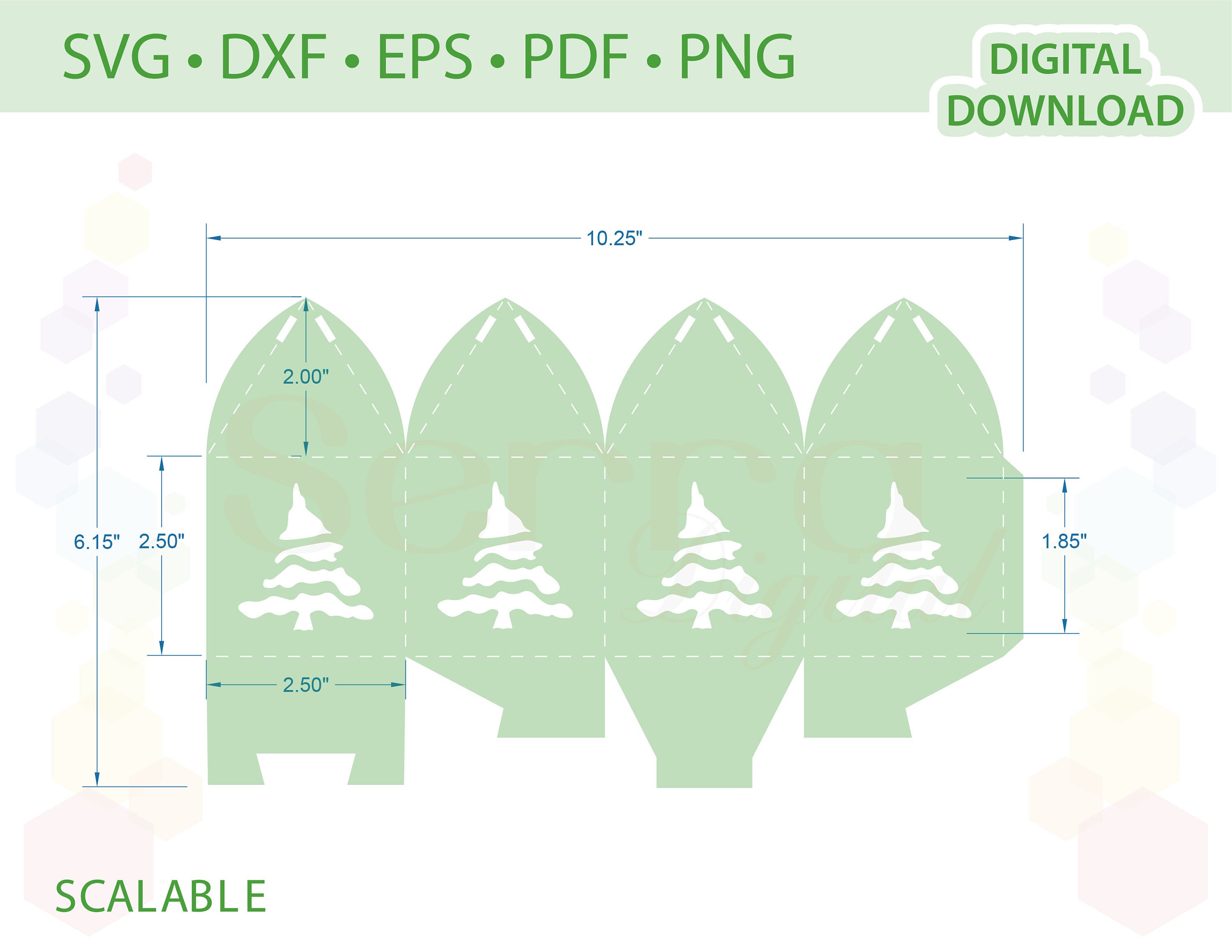 Christmas Tree Favor Box Template .svg .dxf .eps .pdf .png - Etsy