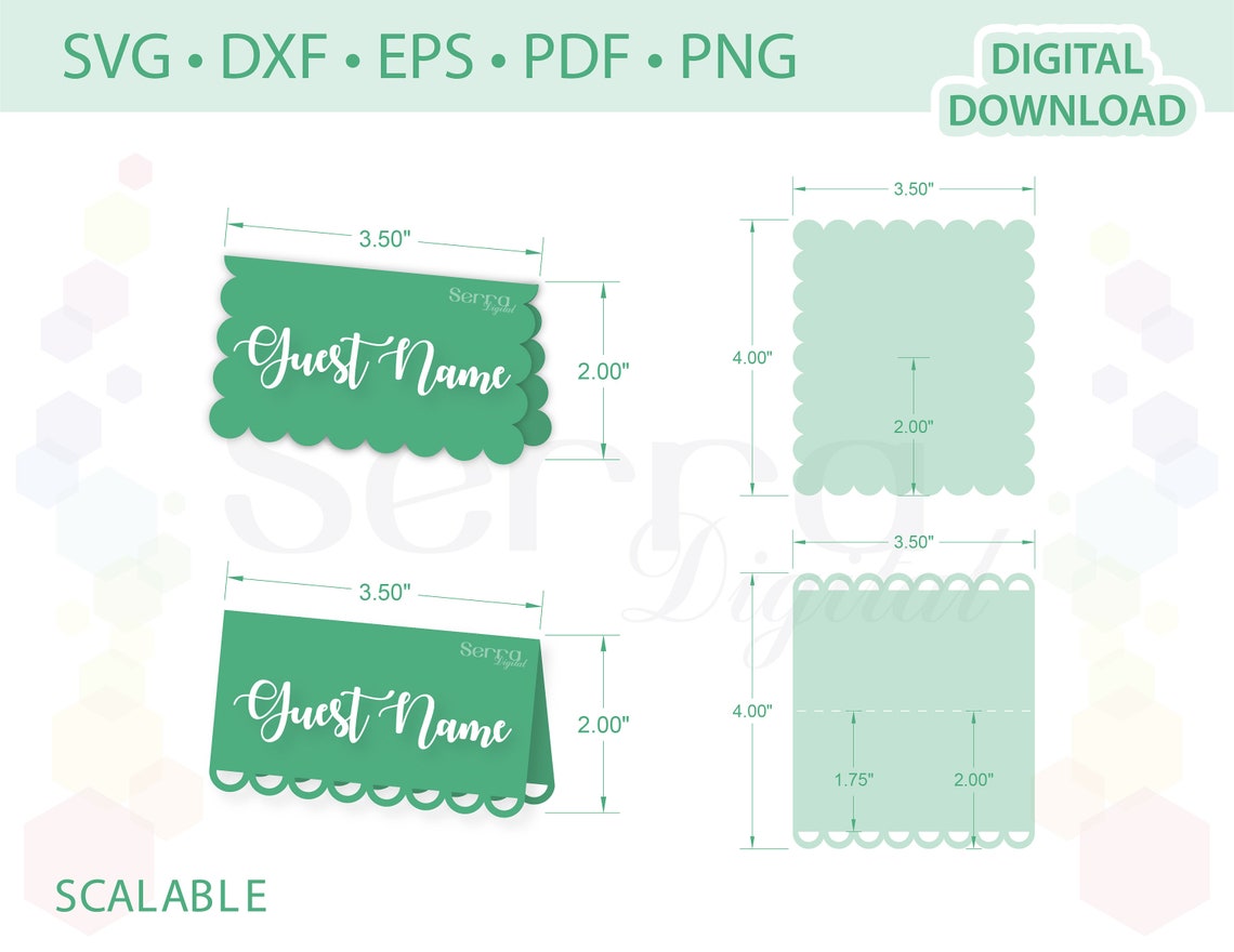 Scalloped Place Card Templates Set .svg .dxf .eps .pdf .png - Etsy