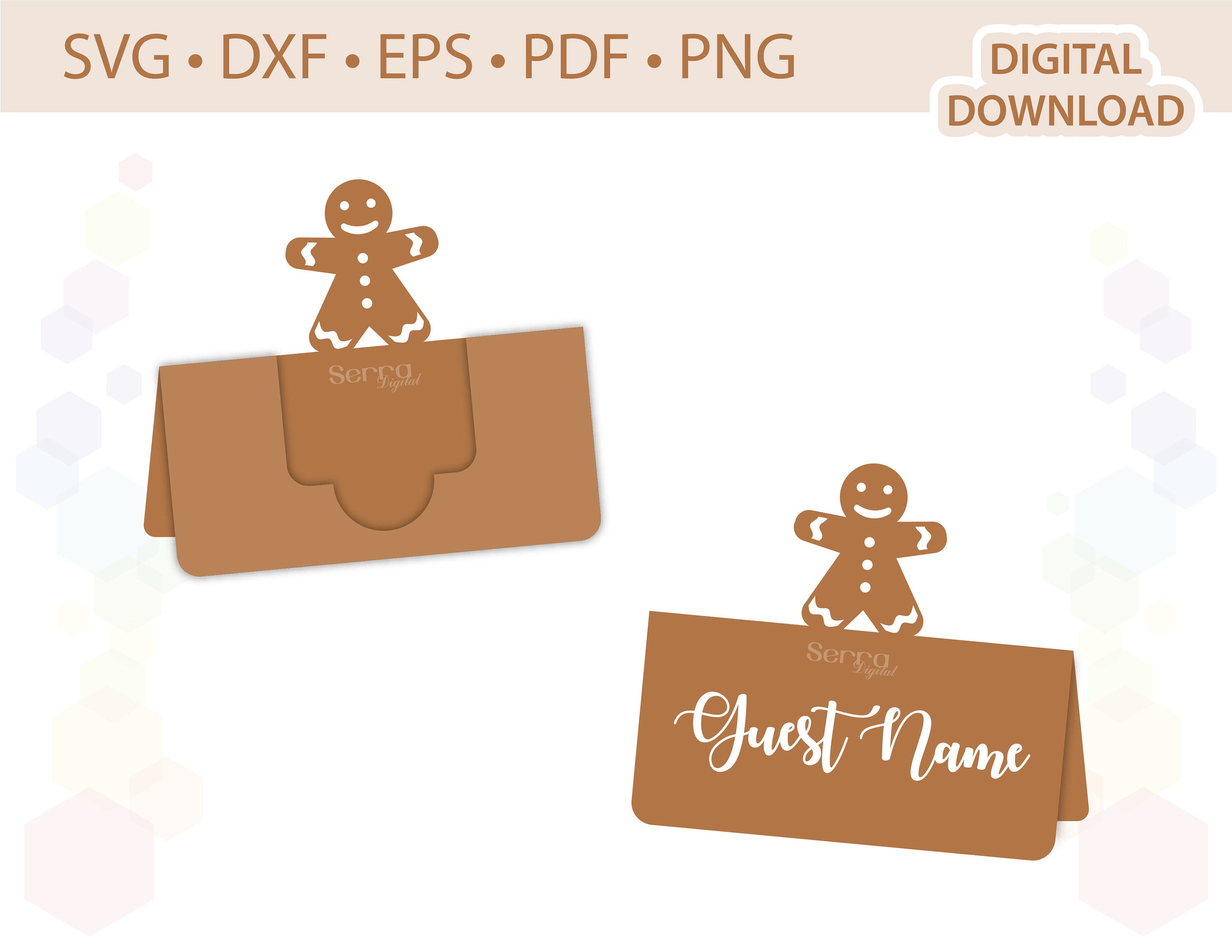Gingerbread Man Place Card Template .svg .dxf .eps .pdf .png - Etsy