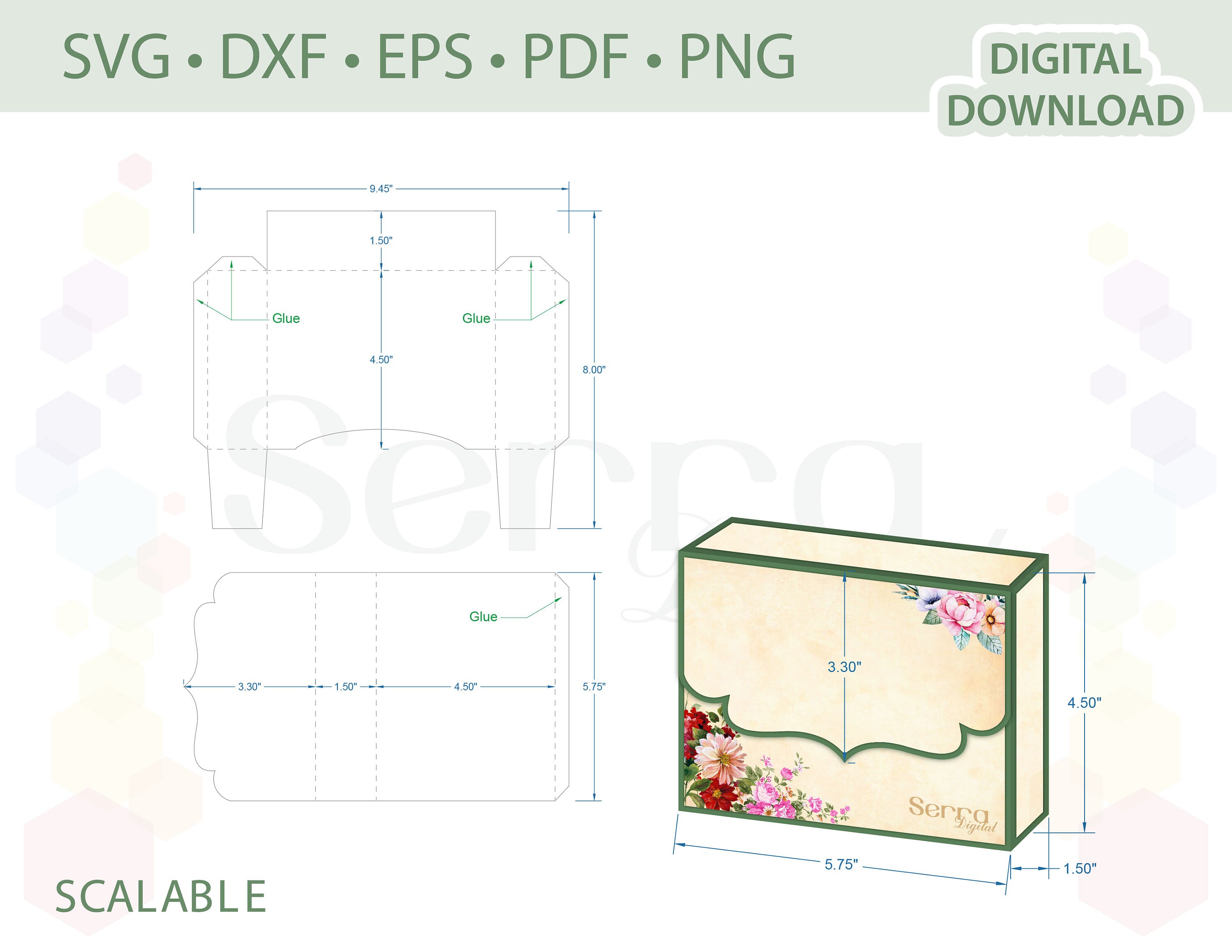 Envelope Box Template .svg .dxf .eps .pdf .png | Etsy