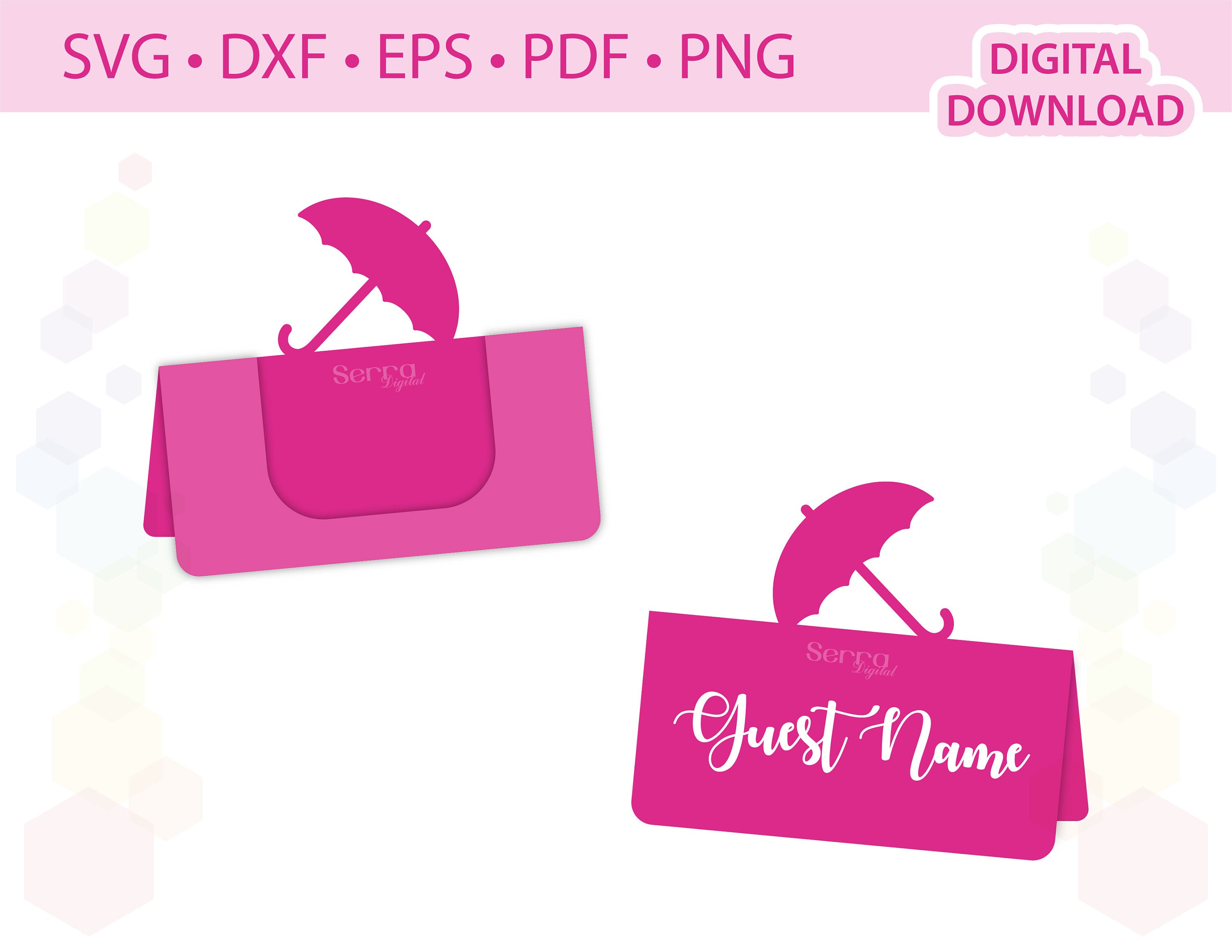 Umbrella Place Name Card Template .svg .dxf .eps .pdf .png - Etsy
