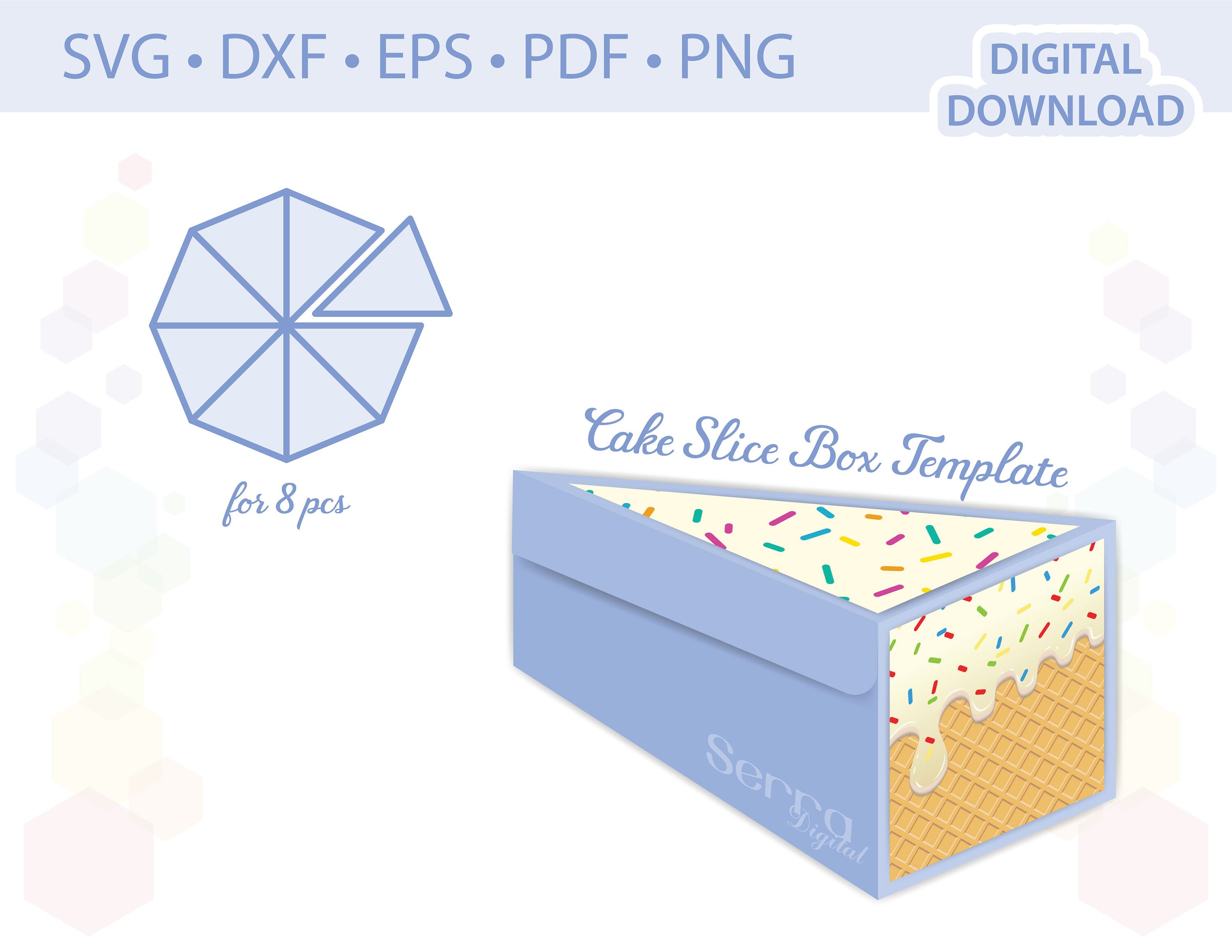 Cake Slice Box Template Favor Box Gift Box Cut File .svg .dxf - Etsy