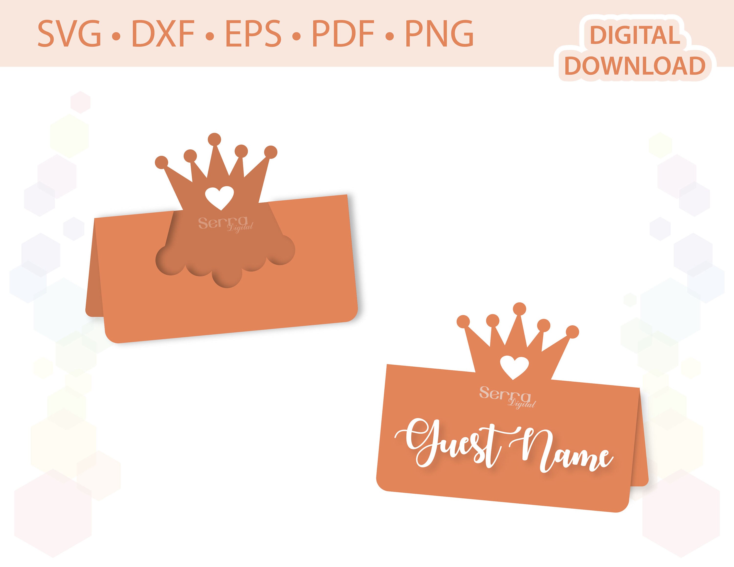 Crown Place Card Template .svg .dxf .eps .pdf .png - Etsy