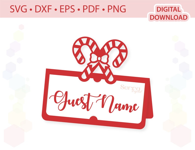 Candy cane Place card Christmas Place card template .svg .dxf | Etsy