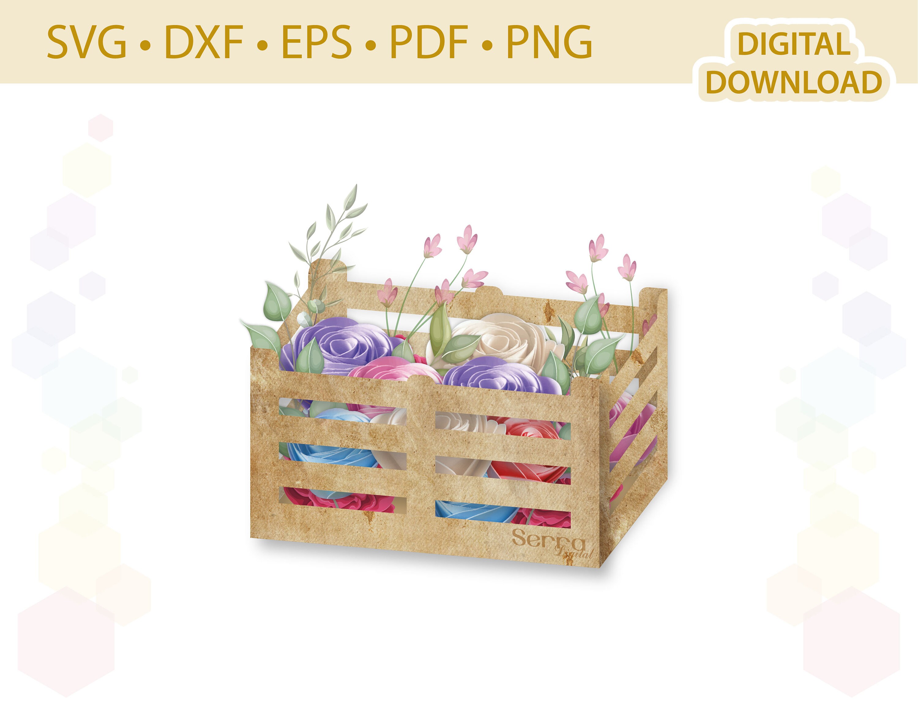 Crate Box Basket Template .svg .dxf .eps .pdf .png - Etsy