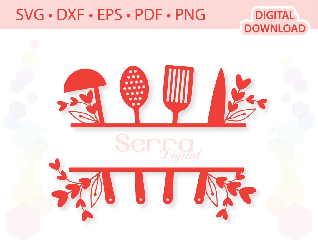 Split Kitchen Utensils Decal Template .svg .dxf .eps .pdf .png - Etsy