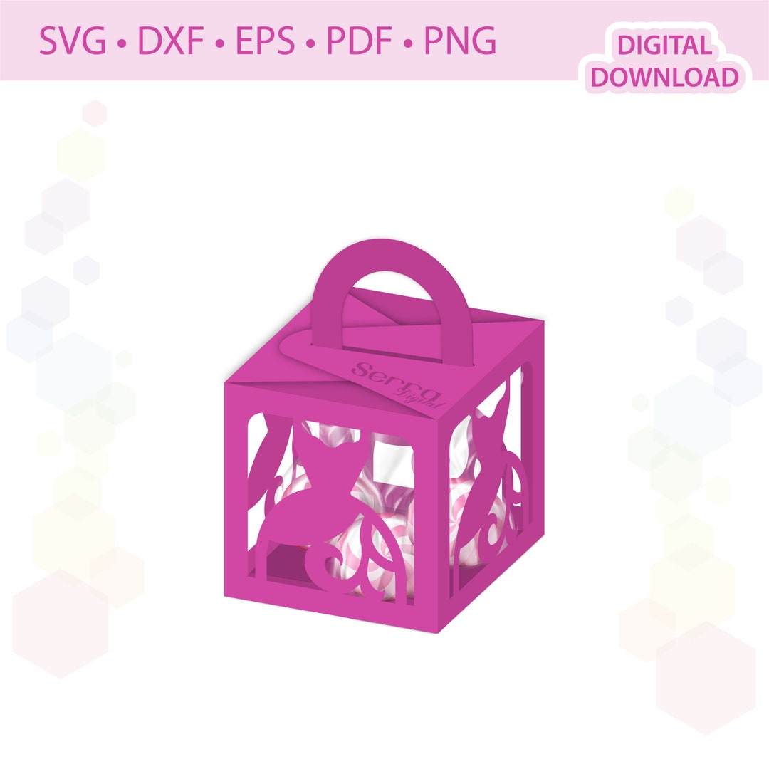 Dress Favor Box, Quinceañera Guest Gift Box Template .svg .dxf .eps ...