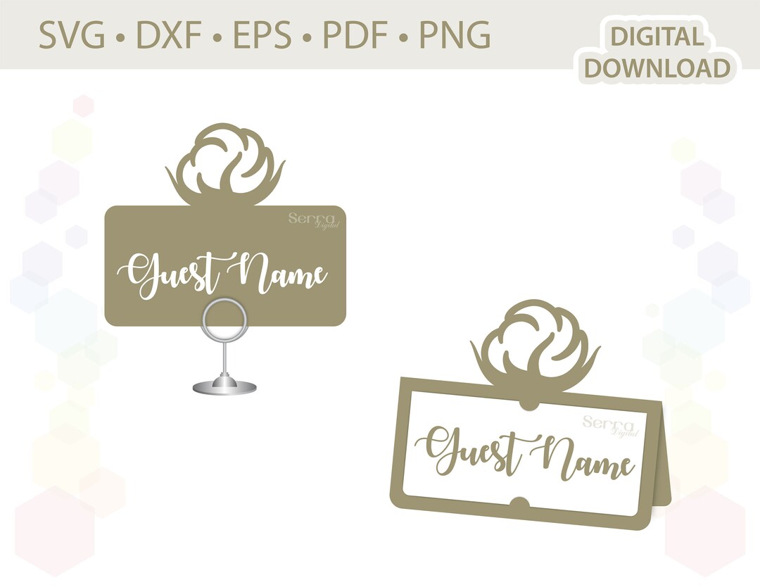 Cotton Boll Place Name Card Template .svg .dxf .eps .pdf .png - Etsy