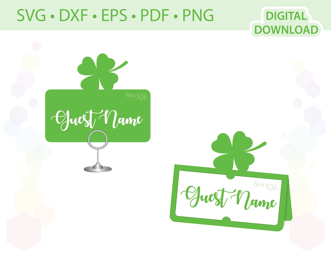 Shamrock Place Card Template .svg .dxf .eps .pdf .png - Etsy