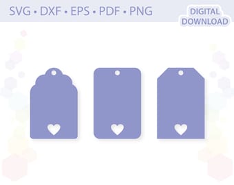 Printable Heart Tag Template / Digital Tag Templett 2x2 Blank Gift Tags ...