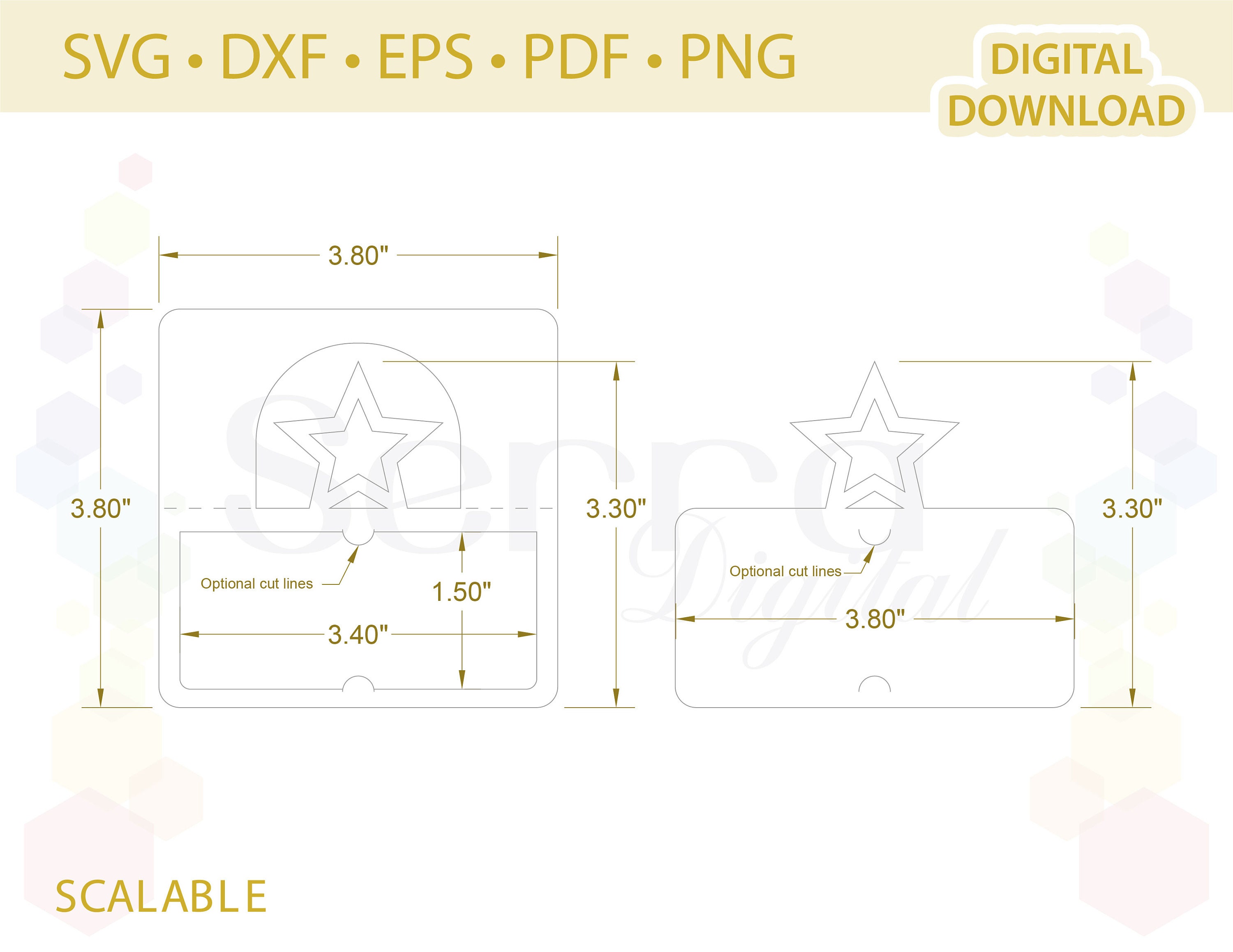 Star Place Card Template .svg .dxf .eps .pdf .png | Etsy