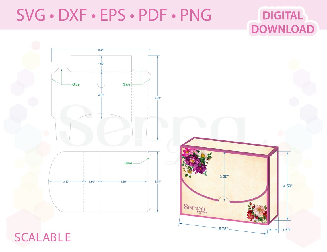 Envelope Box Template .svg .dxf .eps .pdf .png - Etsy