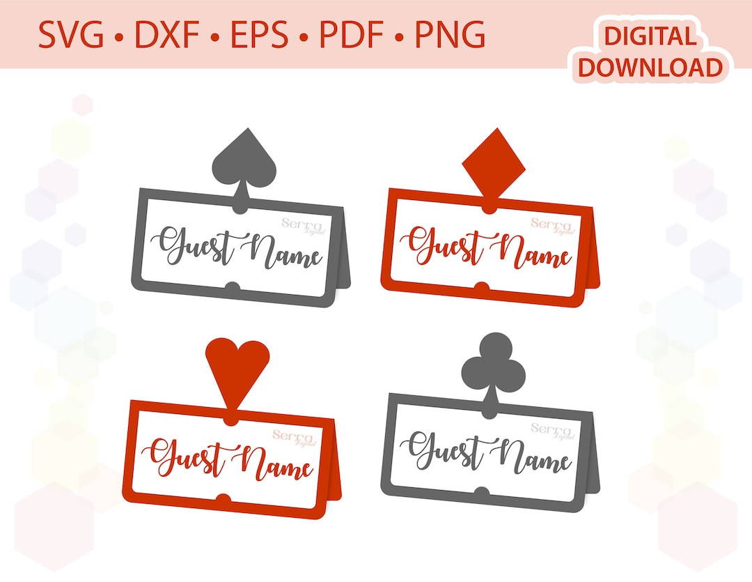 Playing Cards Place Name Card Template .svg .dxf .eps .pdf .png - Etsy