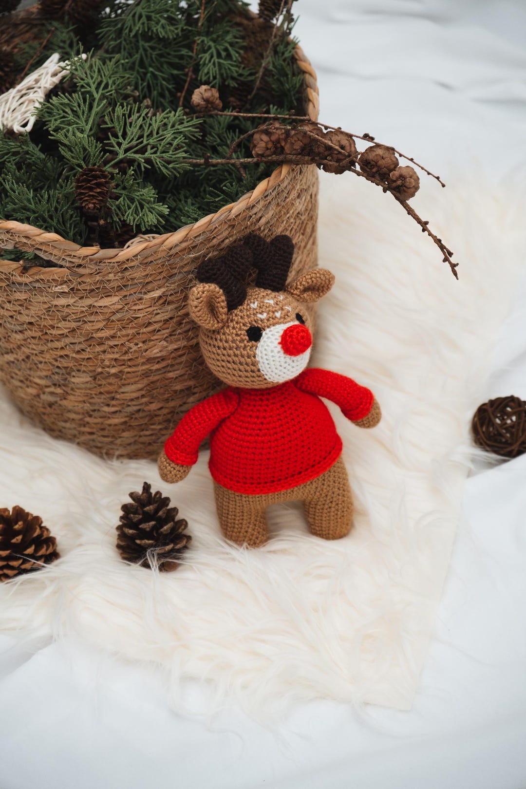 Handmade Knitted Reindeer Toy – Soft Merino Wool Christmas Gift for ...