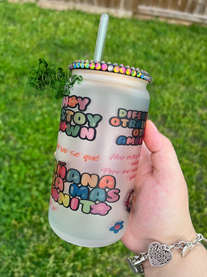 Karol G Me Curo Del Corazón Glass Cup Mañana Será Mas Bonito - Etsy
