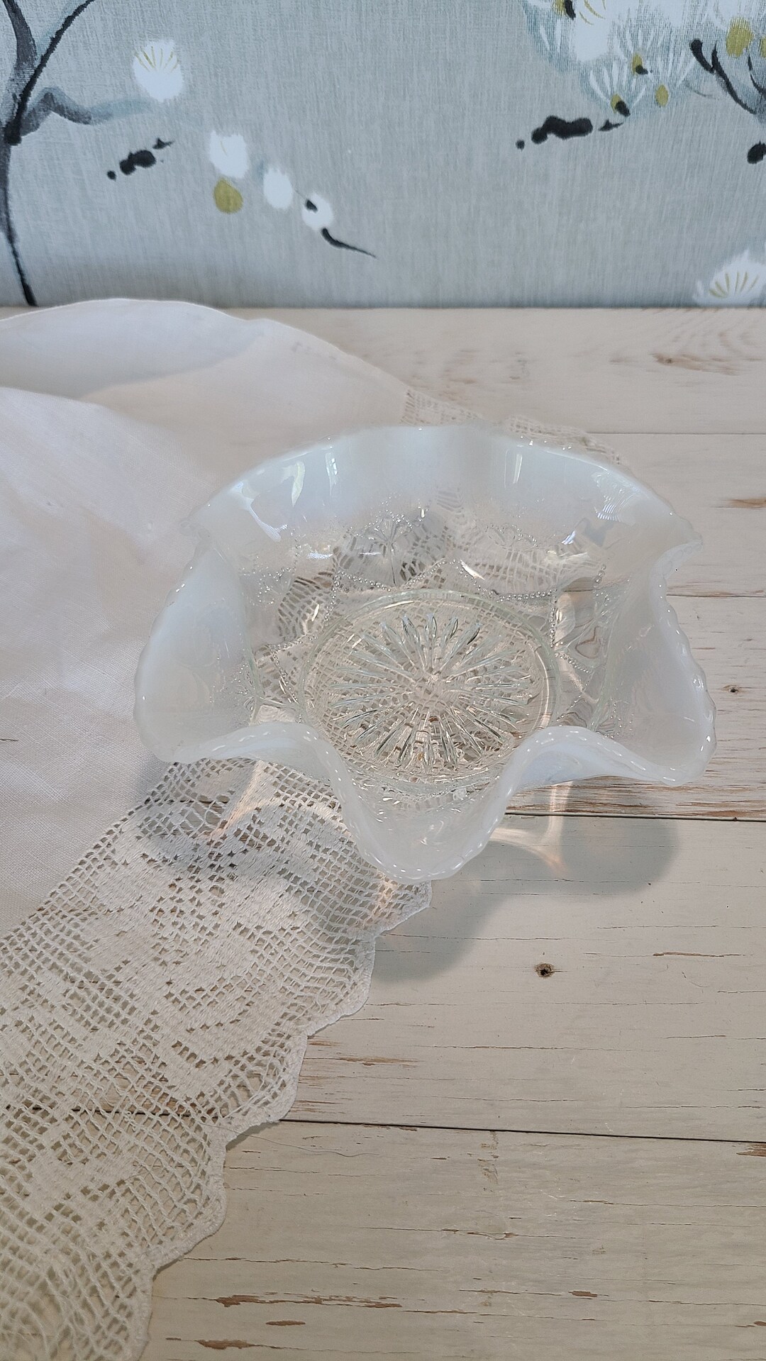 Vintage Dugan Opalescent Jeweled Heart Pattern Glass Bowl/dish - Etsy