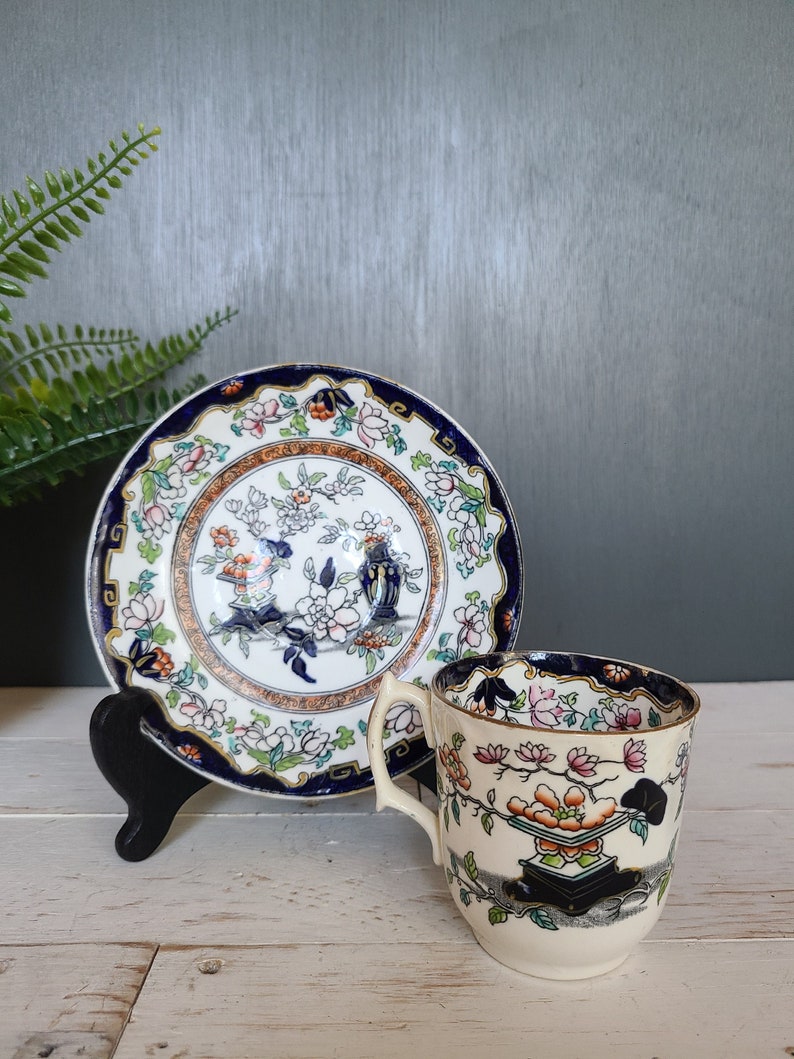 Vintage Minton Poonah Cup and Saucer Set Japanese Design - Etsy