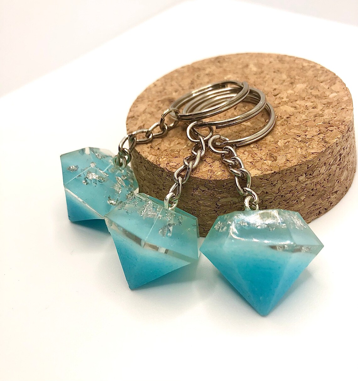 Resin Gem Keychains Set of 1 Silver Flake Silver Purse - Etsy