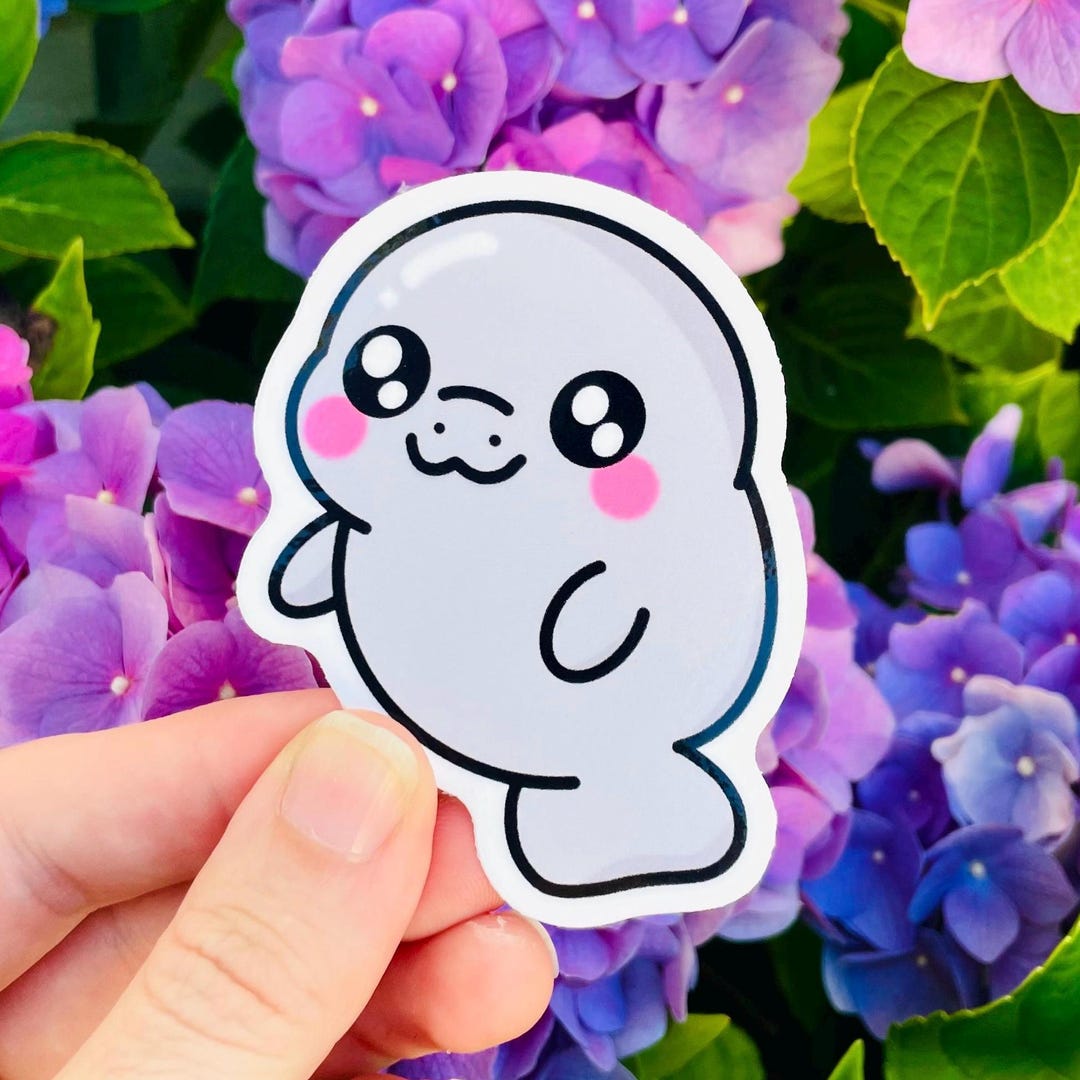 Kawaii Manatee Sticker: Waterproof Glossy Vinyl Decal | Ocean Animal ...
