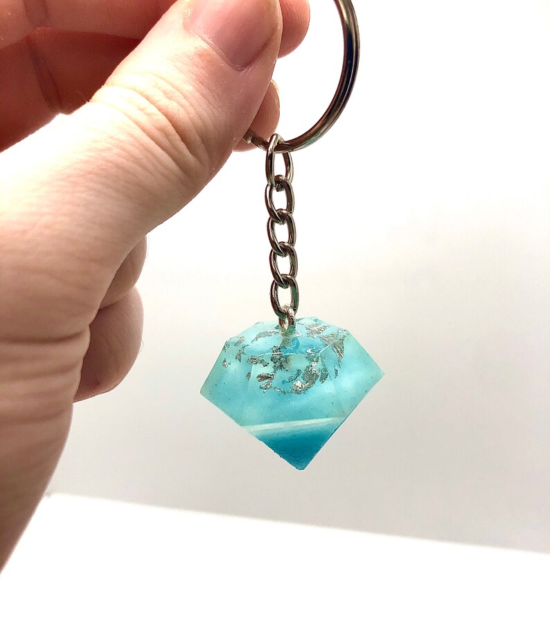 Resin Gem Keychains Set of 1 Silver Flake Silver Purse - Etsy