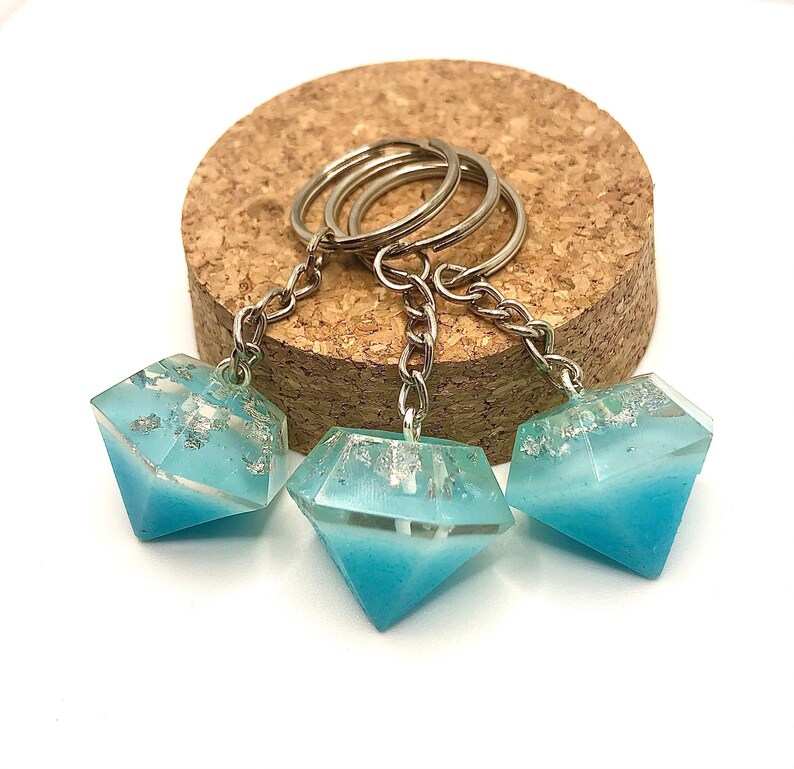 Resin Gem Keychains Set of 1 Silver Flake Silver Purse - Etsy