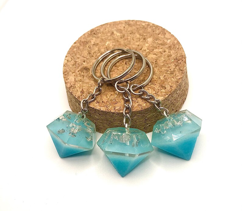 Resin Gem Keychains Set of 1 Silver Flake Silver Purse - Etsy