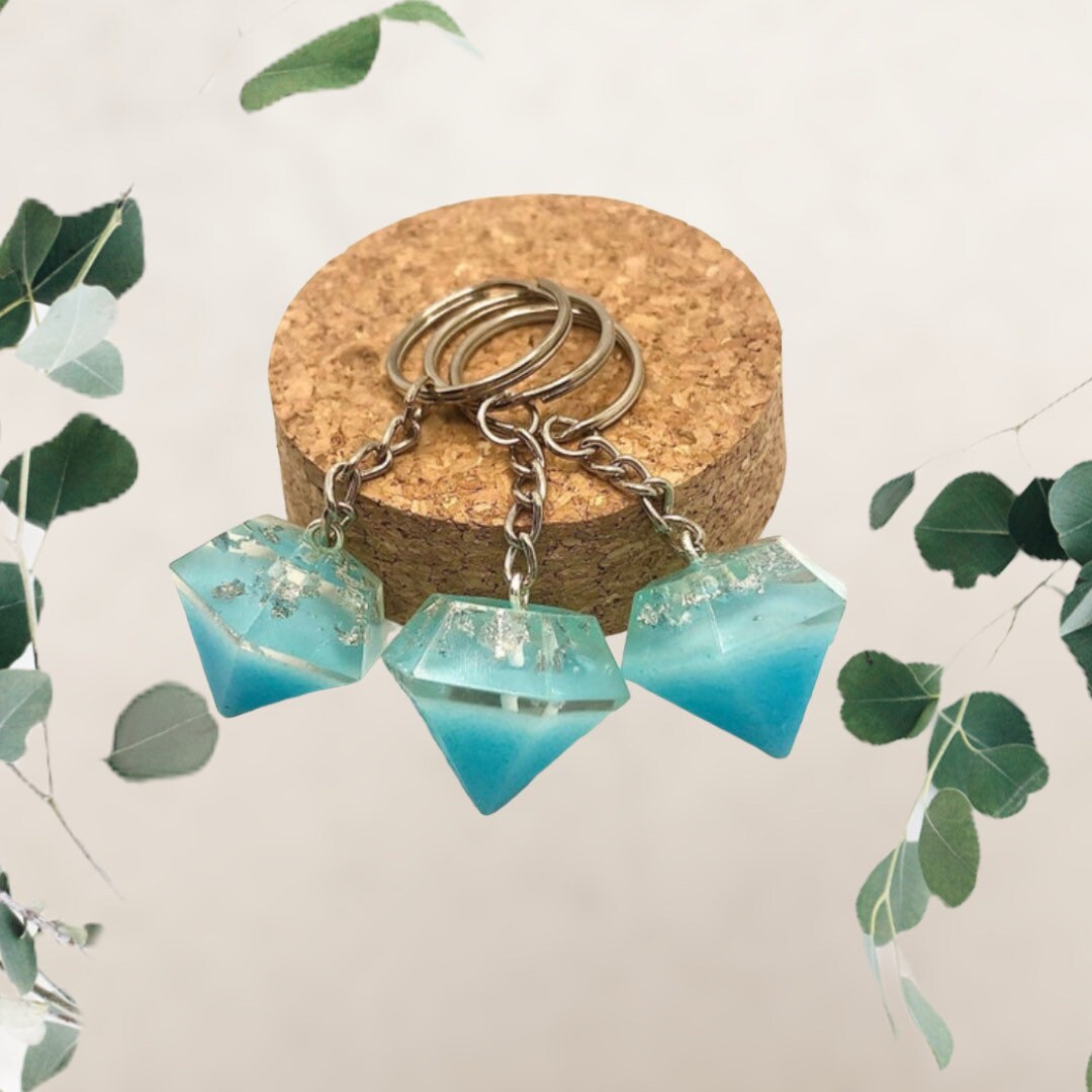 Resin Gem Keychains Set of 1 Silver Flake Silver Purse - Etsy