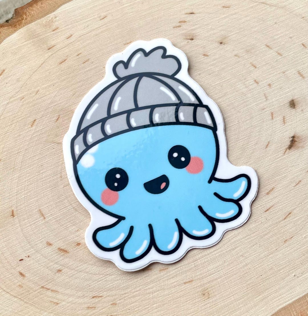 Octopus Sticker: Waterproof Glossy Vinyl Decal for Laptop, Water Bottle ...
