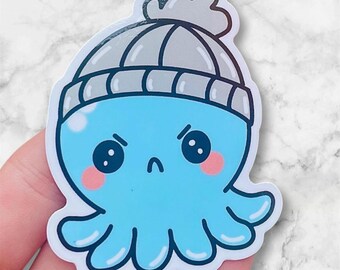 Funny Octopus Sticker: Waterproof Vinyl Decal for Laptop, Water Bottle ...