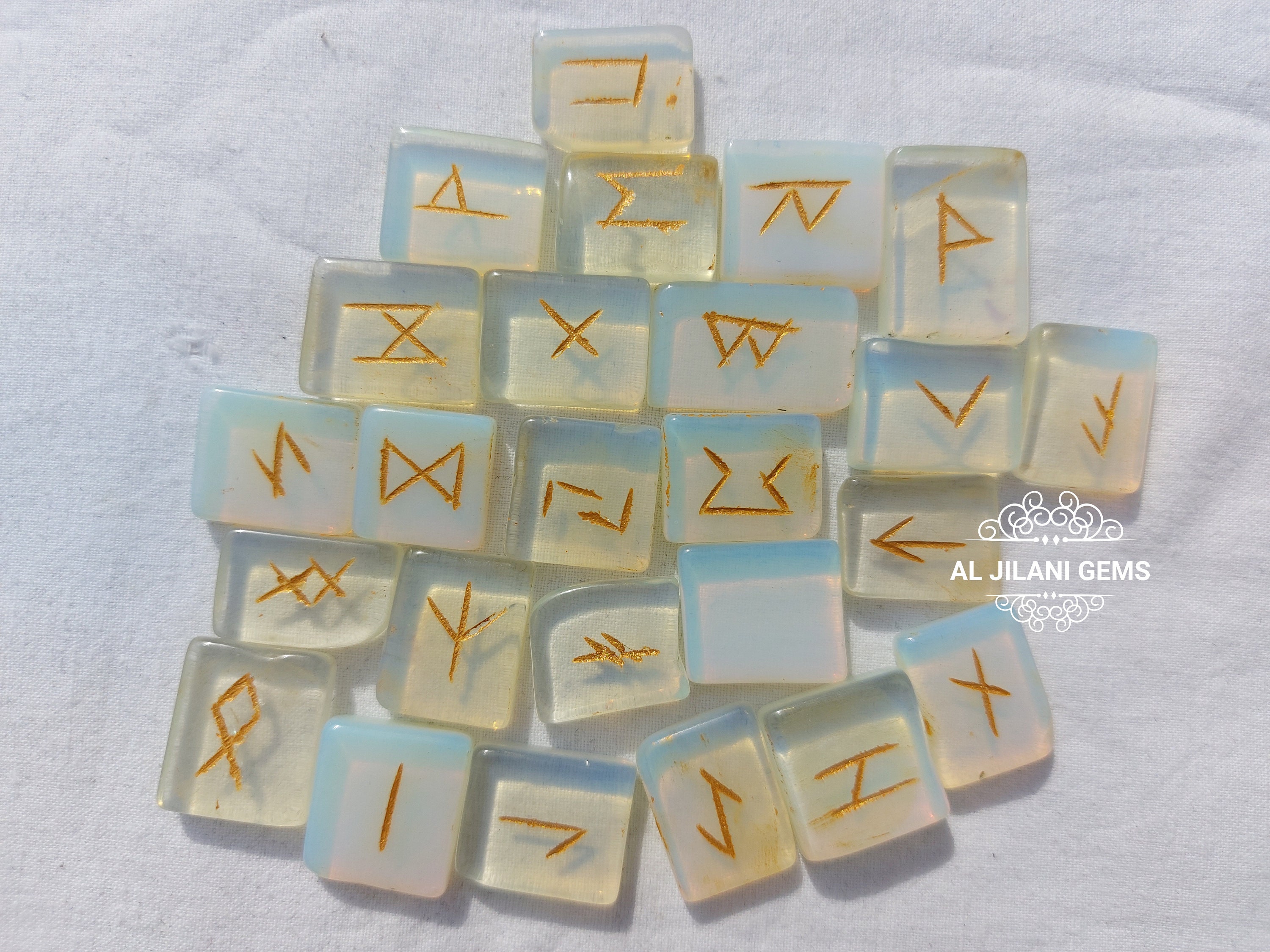 Opal Stone Rune Set Gemstone With Engraved Lettering and | Etsy