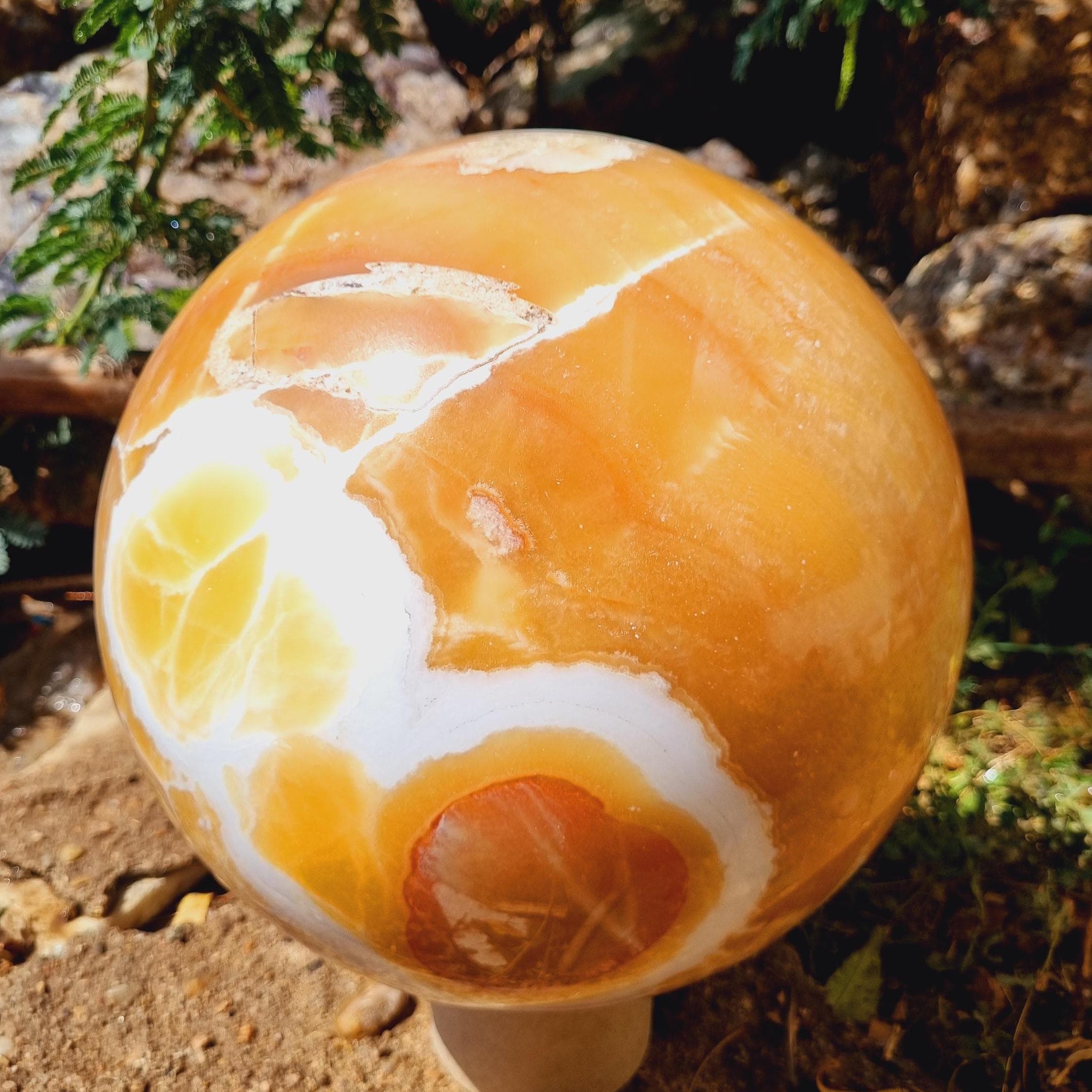 Large Orange Calcite Sphere, Polished Crystal Ball, Meditation Decor ...