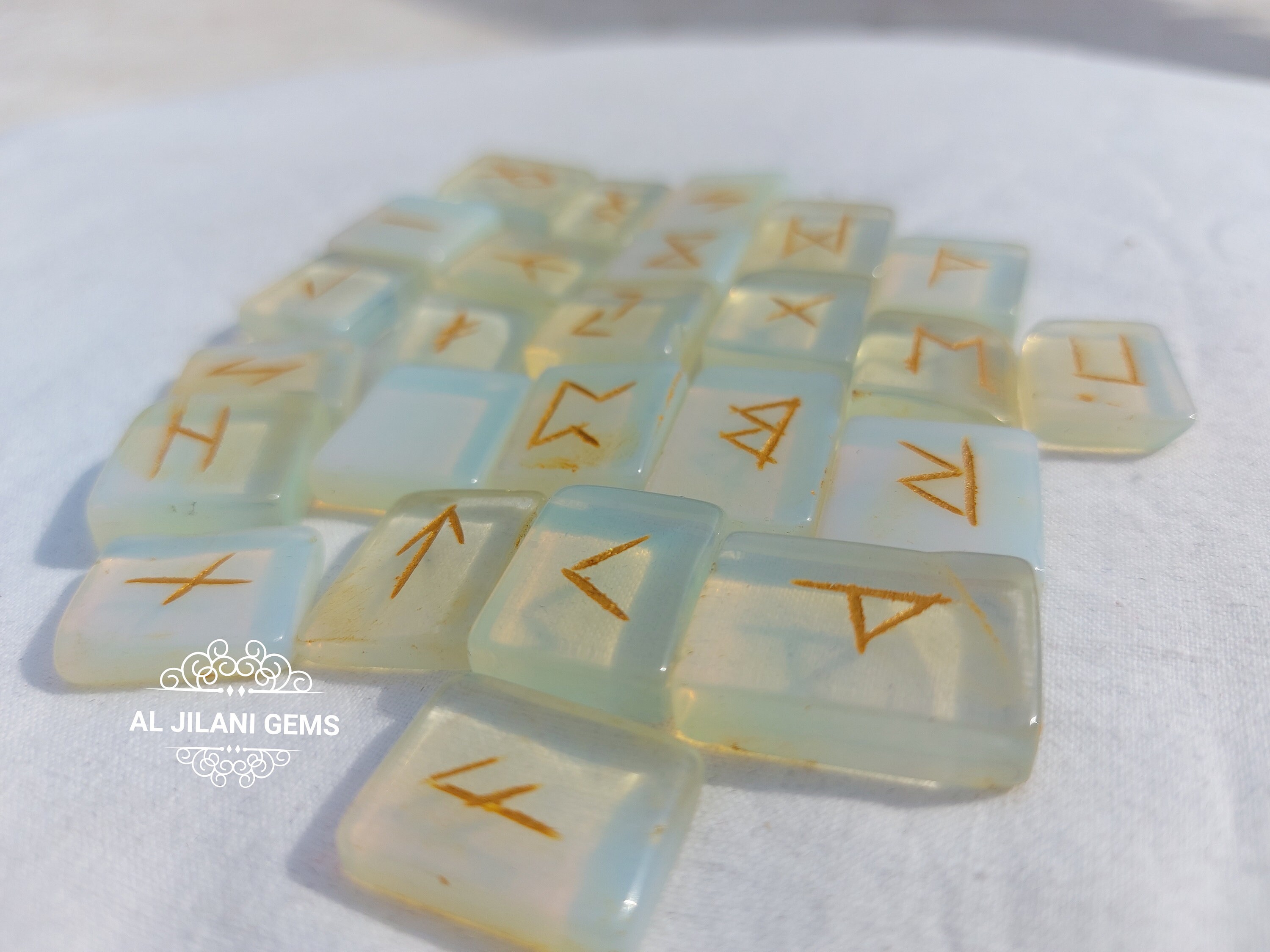 Opal Stone Rune Set Gemstone With Engraved Lettering and | Etsy